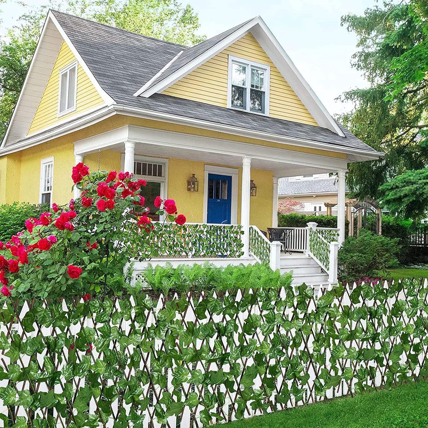Kcavykas Expandable Artificial Ivy Fence Decorative Greenery Privacy ...