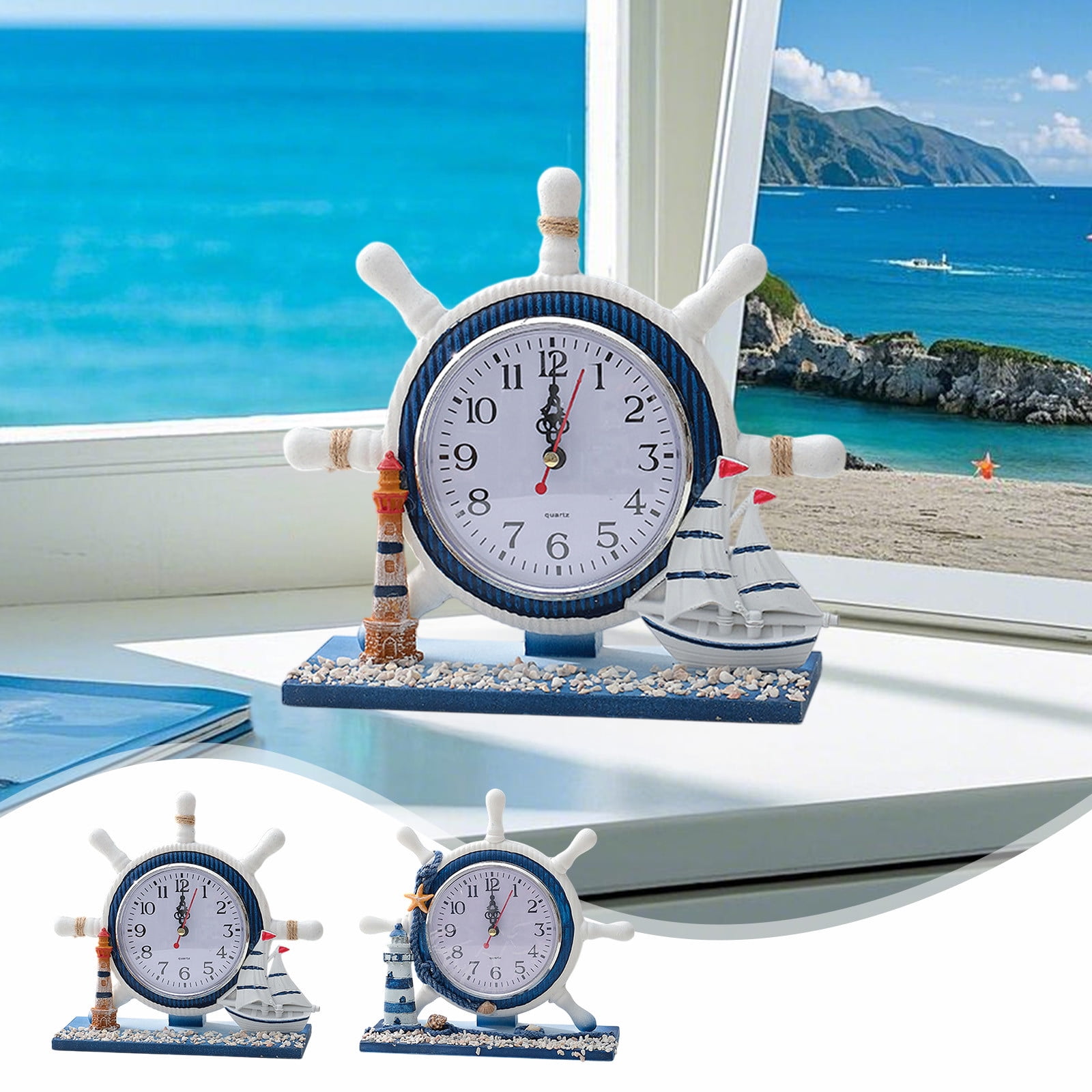Kcavykas Savings Nautical Theme Desk Clock, Silent Mediterranean Style ...