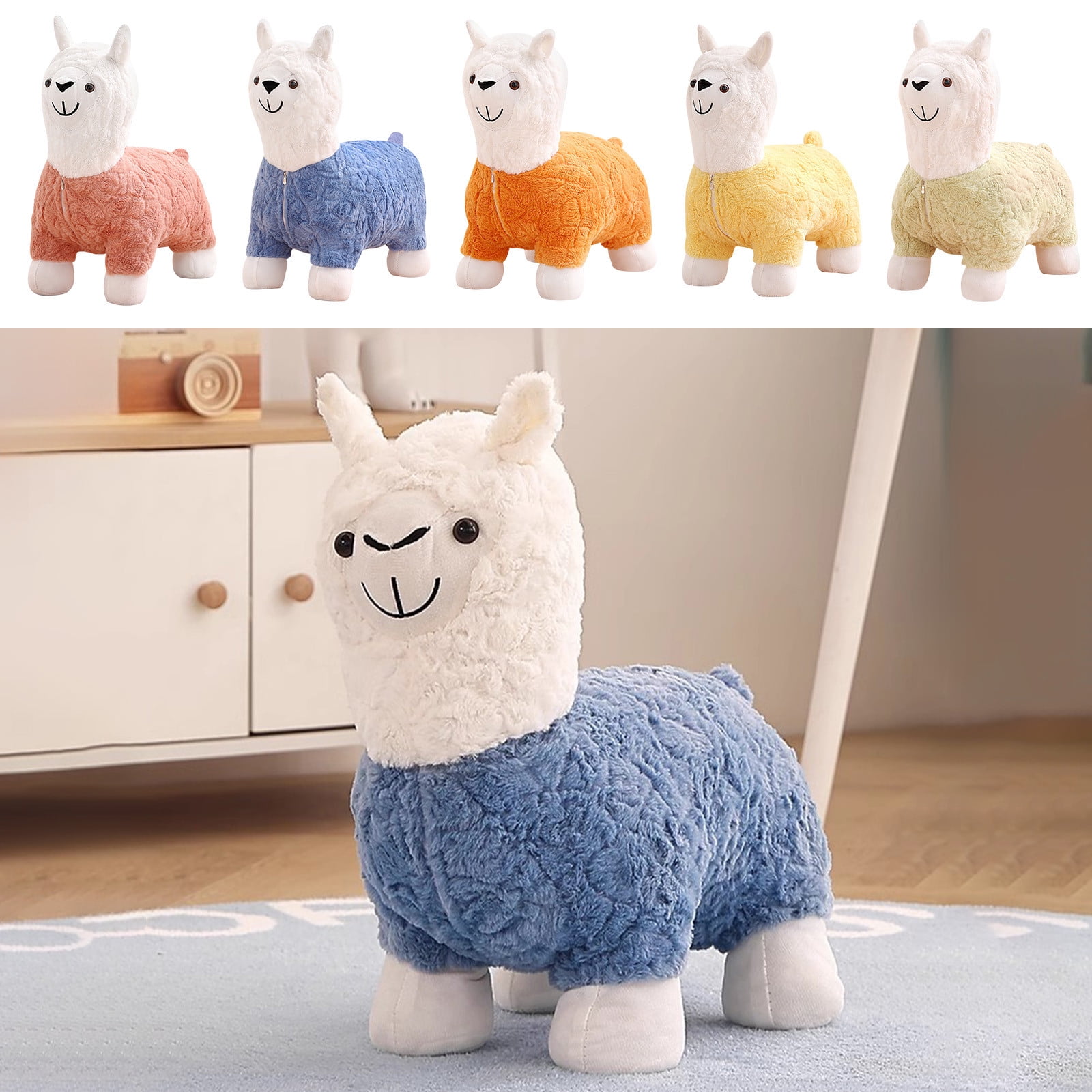 Kcavykas Savings Upholstered Foot Stool, Lamb's Fleece Fabric Ottoman ...