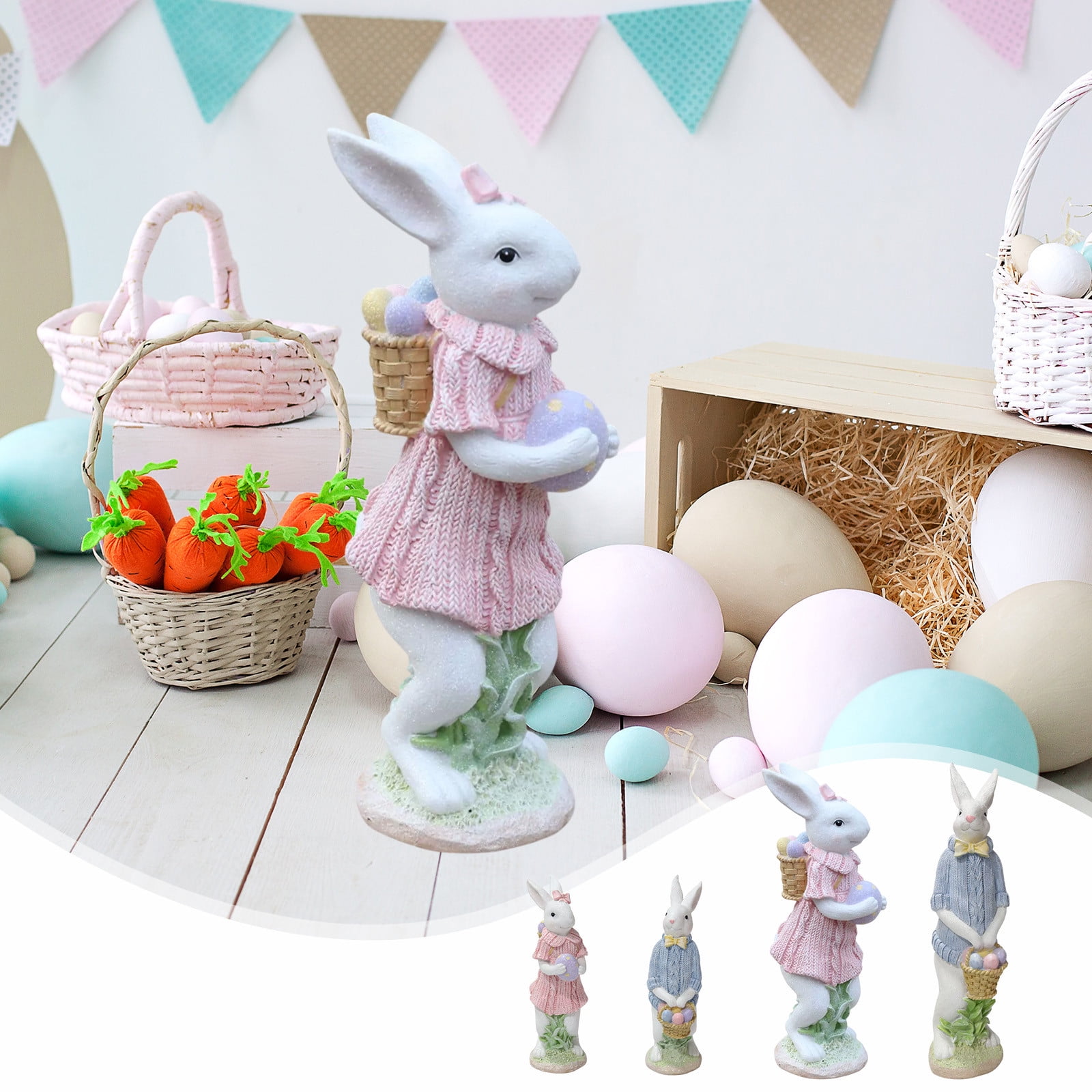 Kcavykas Seasonal Decorative Decor Outdoor Resin Rabbit Garden Figurine ...