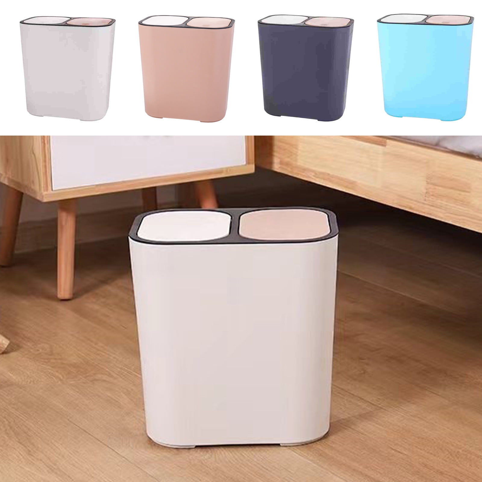 Kcavykas Small Trash Can for Bedroom White Kitchen Trash Can with Lid ...