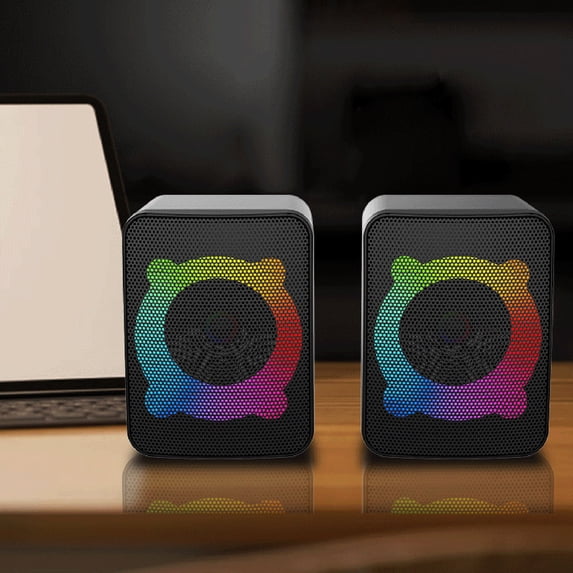 Kcavykas USB LED Light Emitting Mini HiFi Stereo Speakers for Computer ...