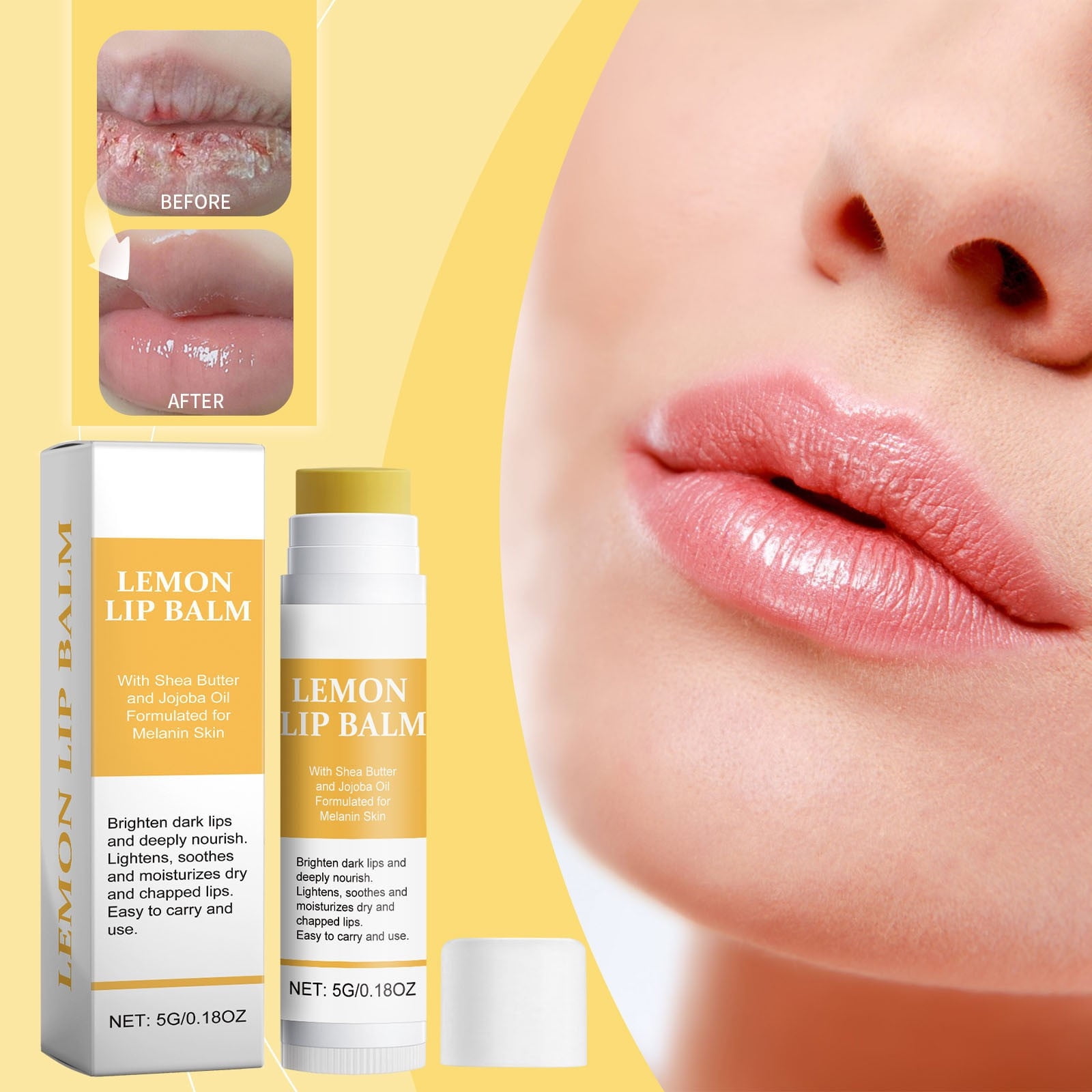 Kcavykas Vegan Lip Balm with Essential Oils Hydrating Lip Balm, Lemon ...