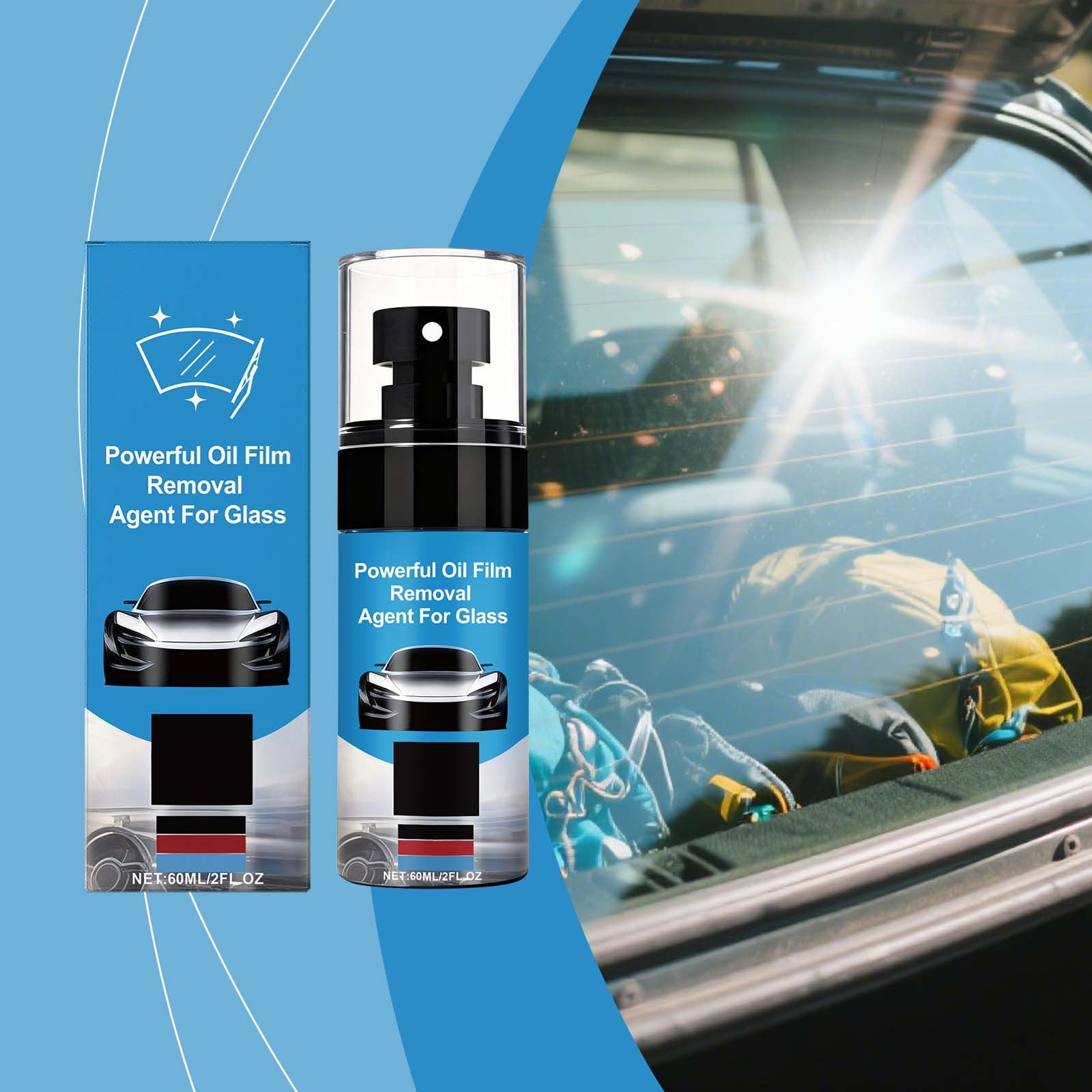 Kchsji Automotive Glass Oil Film Remover 60ml - Streak-Free Cleaner for ...