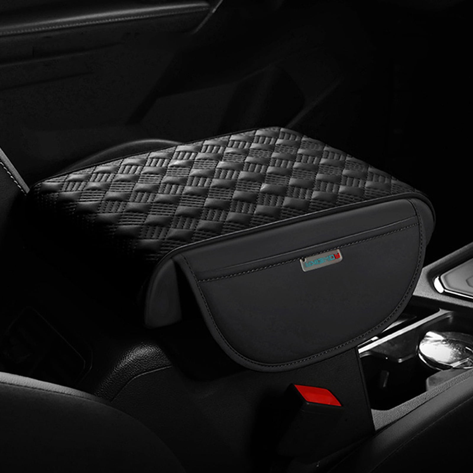 Kchsji Car Center Console Armrest Cover Pad with Storage, Soft Leather ...