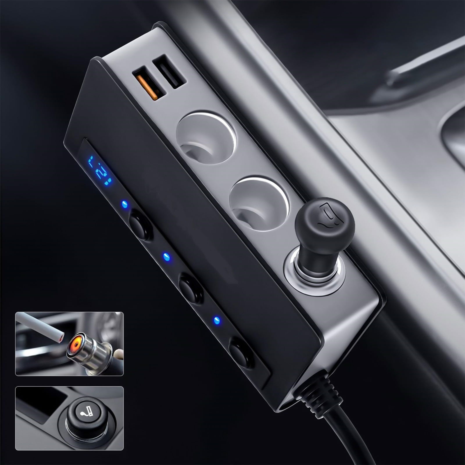 Kchsji Car Cigarette Lighter Splitter 12V 24V Power Adapter Quick ...