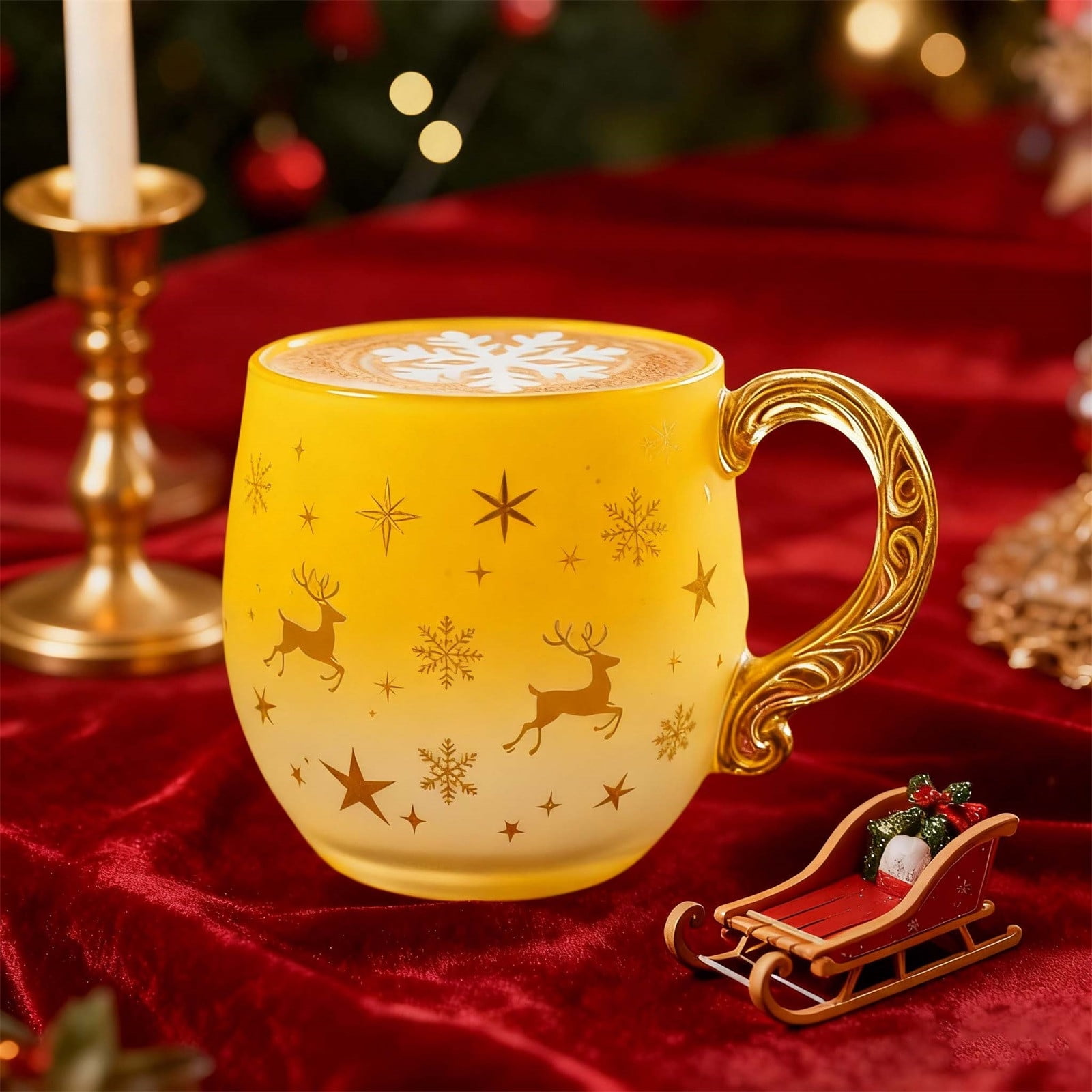 Kchsji Christmas Theme Glassware Collection Holiday Cups with Vibrant ...