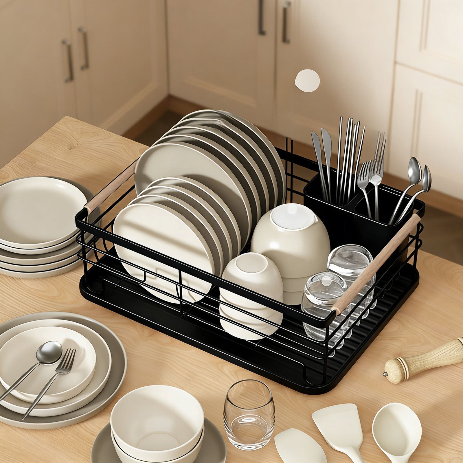 Kchsji Dish Drying Rack Over Sink Dish Drainer With Utensil Holder, 2 ...