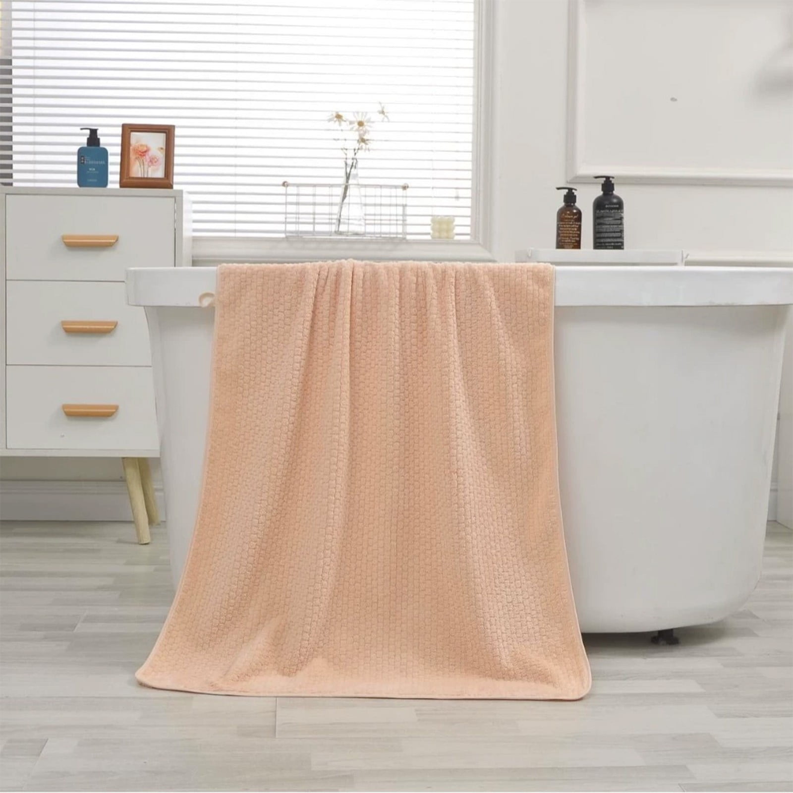 Kchsji Extendable Towel Rack, No Drill Bathroom Wall-Mounted Storage ...