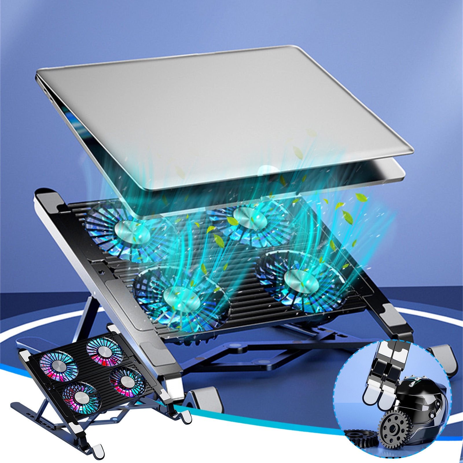 Kchsji Laptop Cooler Foldable Stand USB Powered Quad Fan High Speed ...