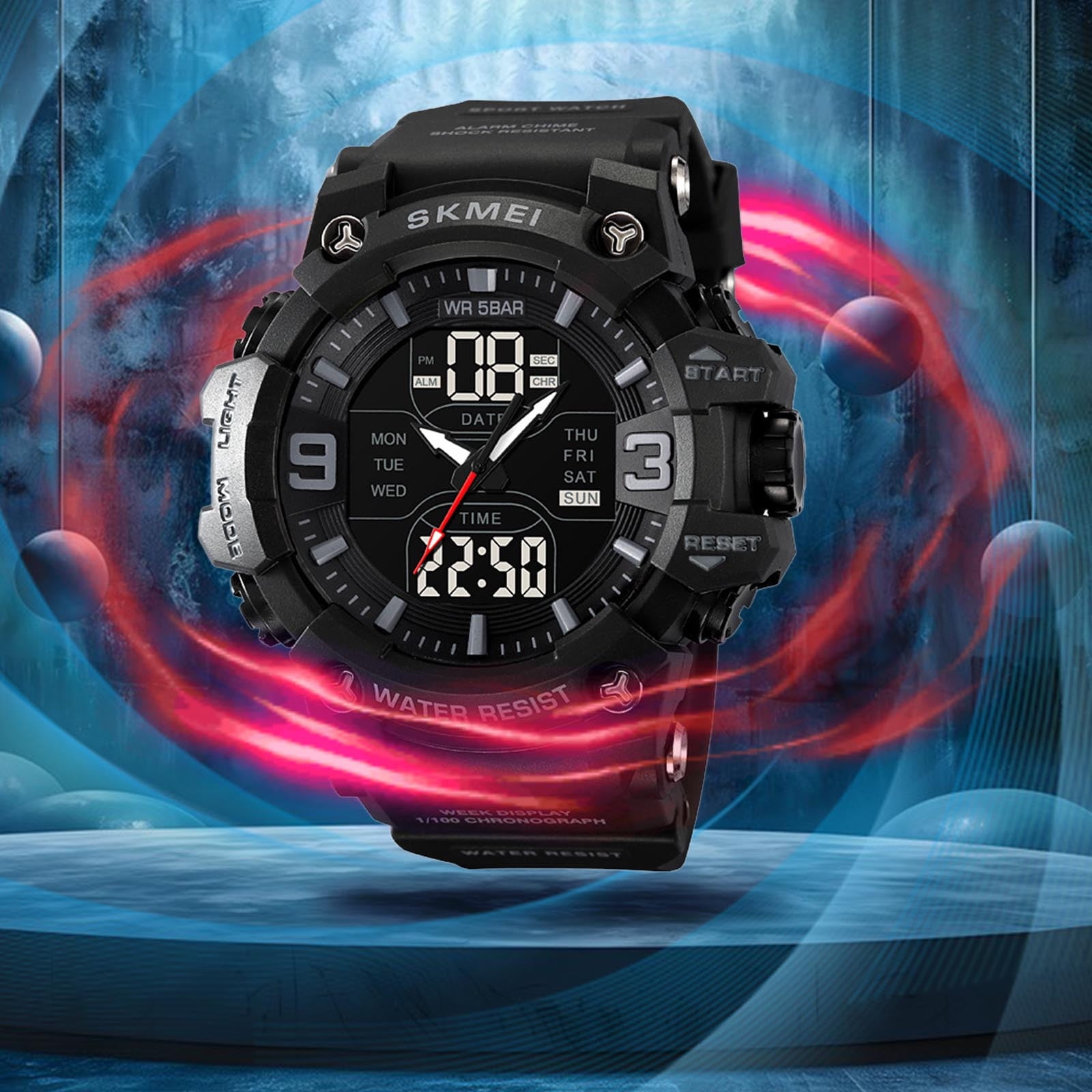 Kchsji Mens Digital Sport Watch Waterproof Outdoor Wristwatch Stopwatch ...