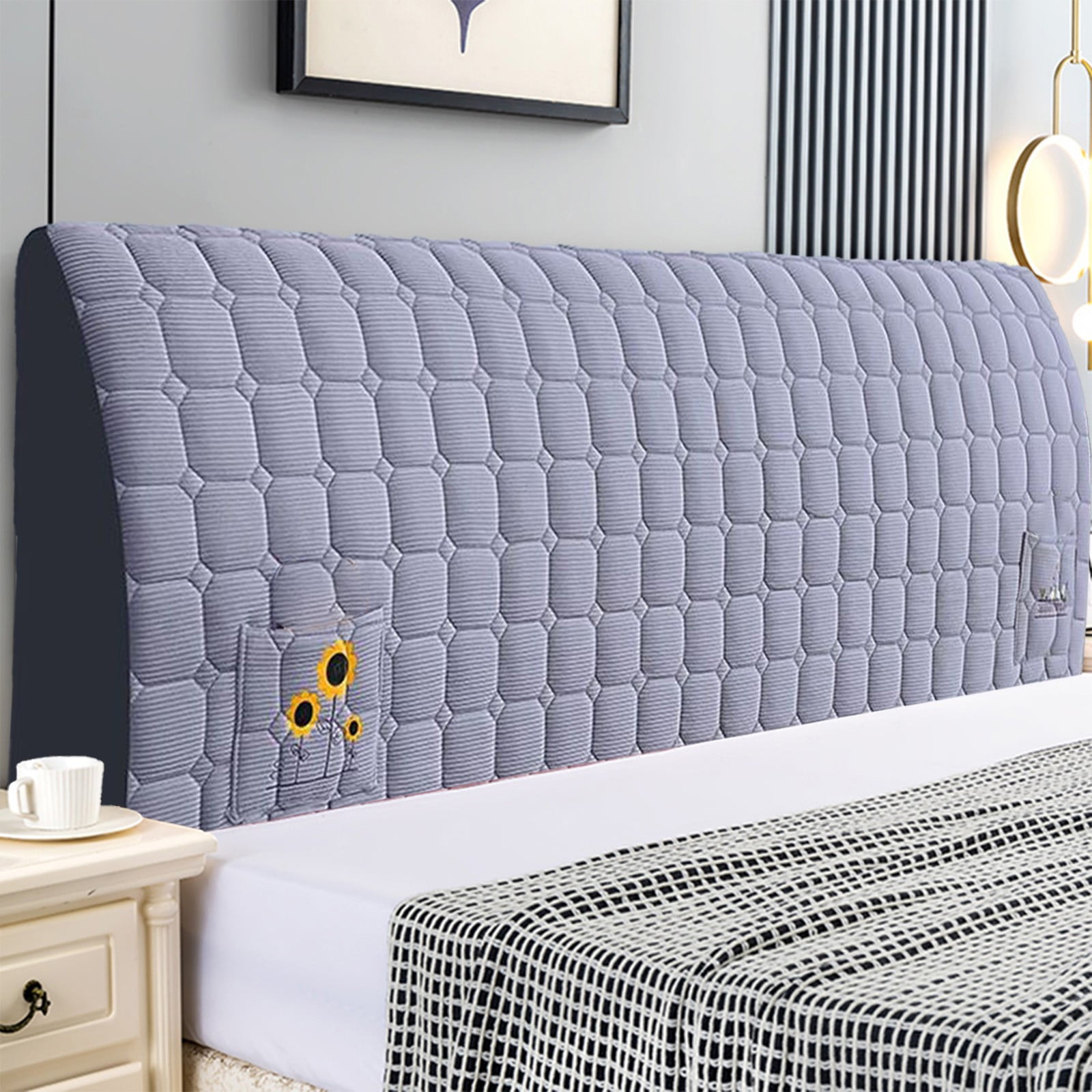 Kchsji Quilted Vertical Stripe Beds Head Cover Full Cover Dirtproof ...