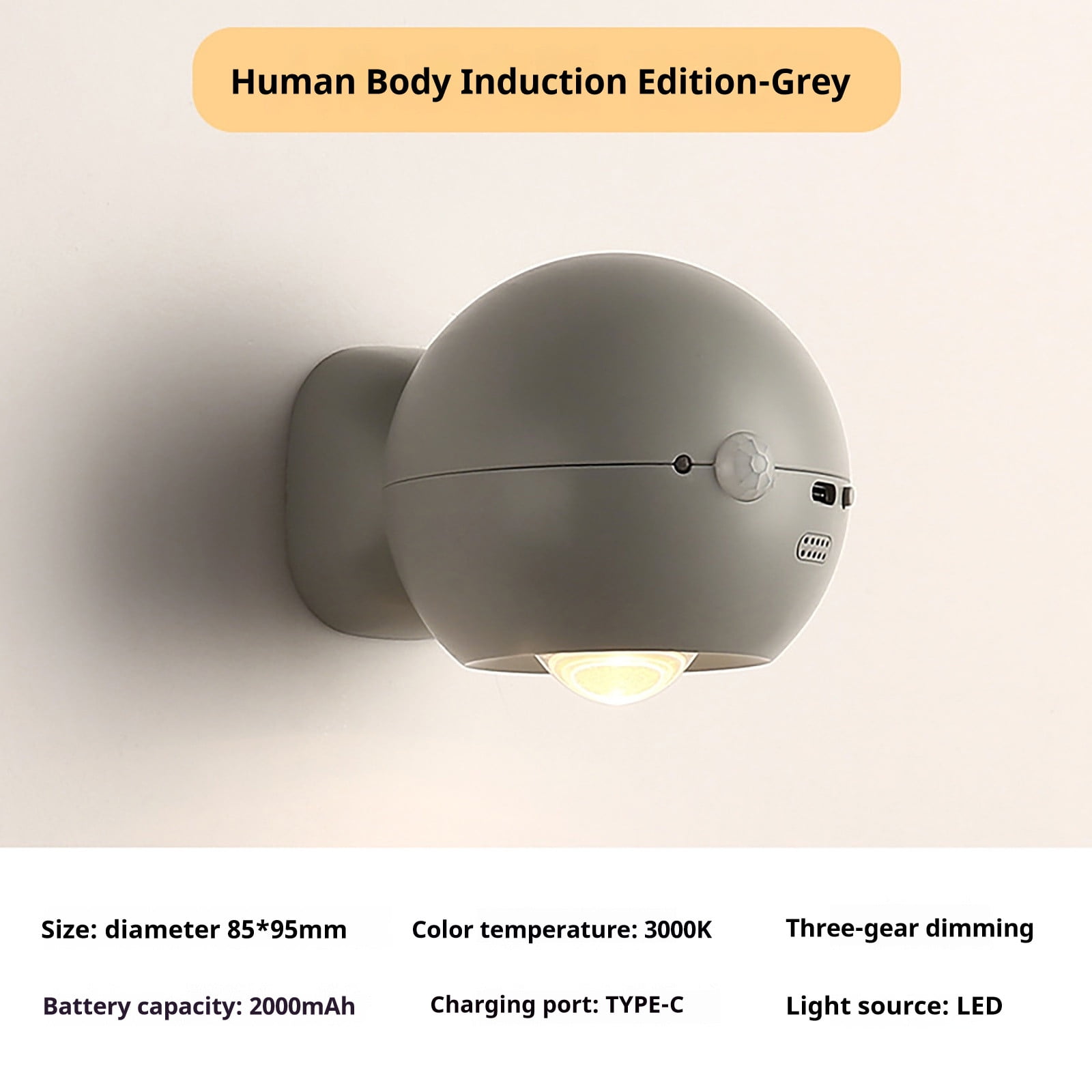 Kchsji Rotating Mini Magnetic Rechargeable Wall Lamp Human Body Sensor ...