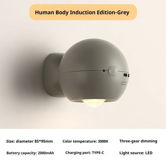 Kchsji Rotating Mini Magnetic Rechargeable Wall Lamp Human Body Sensor ...