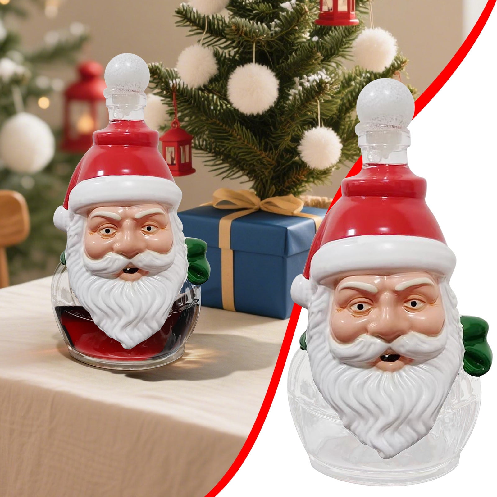 Kchsji Santa Claus Glass Wine Bottle Decorative Shaped Bottle Holiday ...