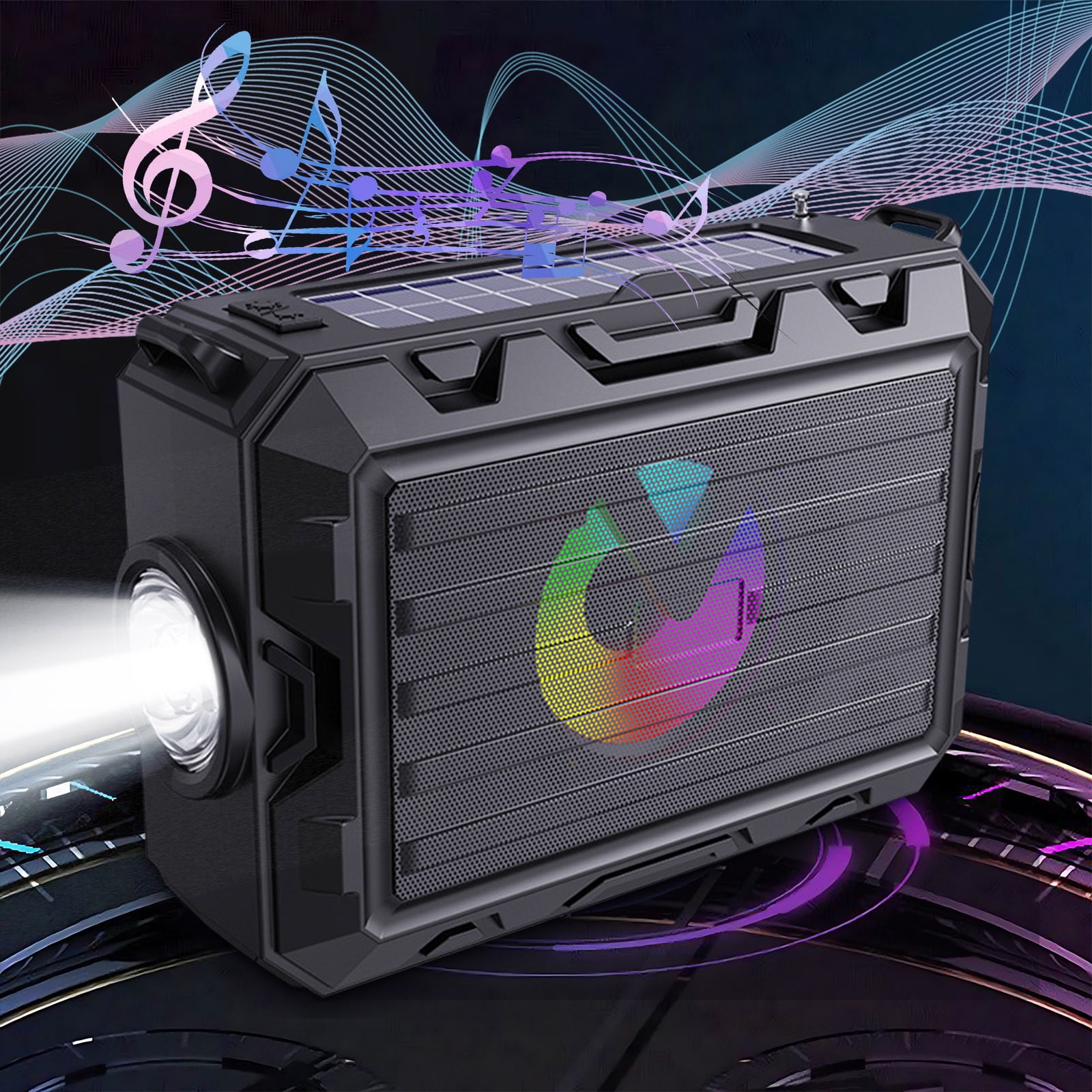 Kchsji Solar Bluetooth 53 Player, Portable Radio, Speaker, Flashlight ...