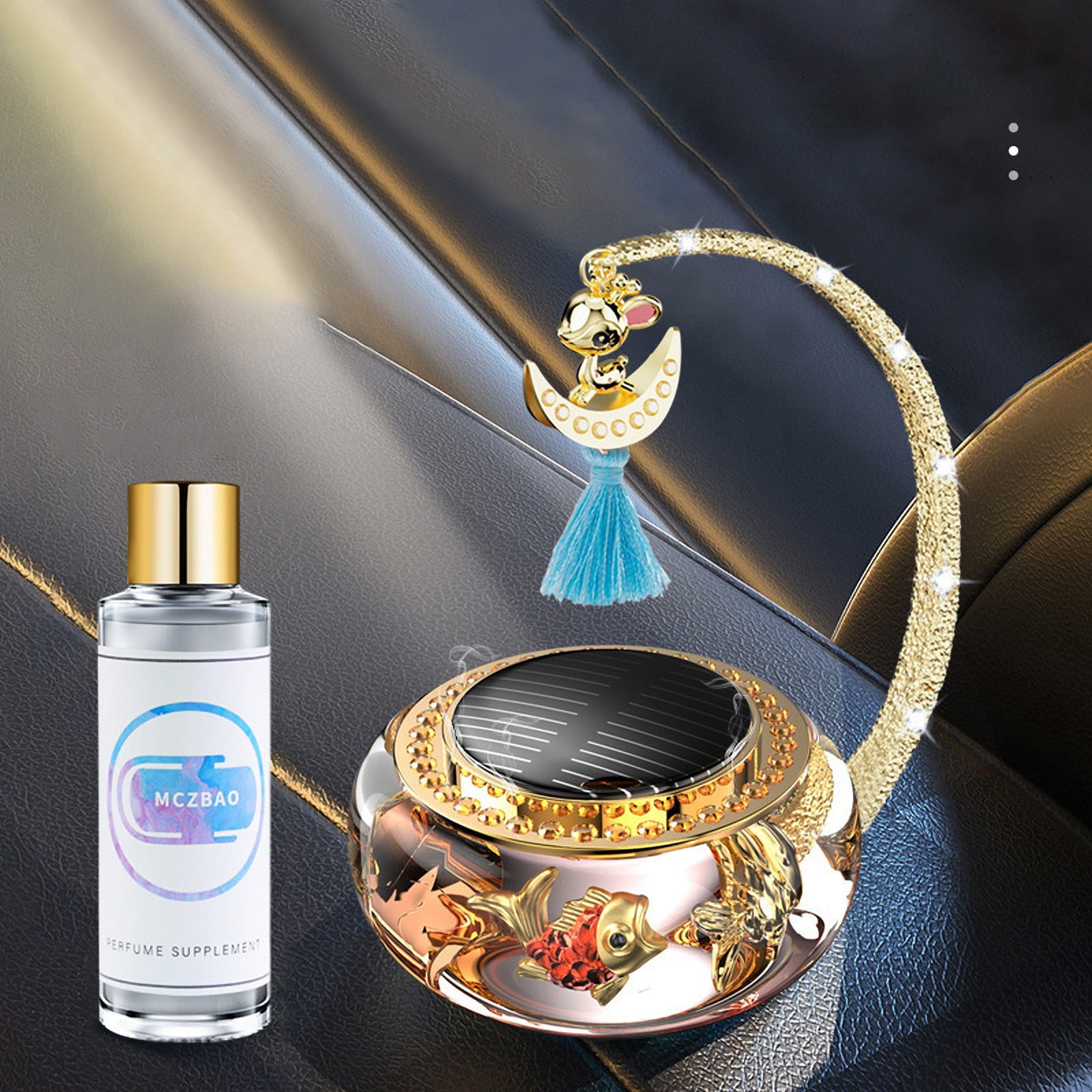 Kchsji Solar Powered Car Perfume Aromatherapy Diffuser 50ml Rotating ...