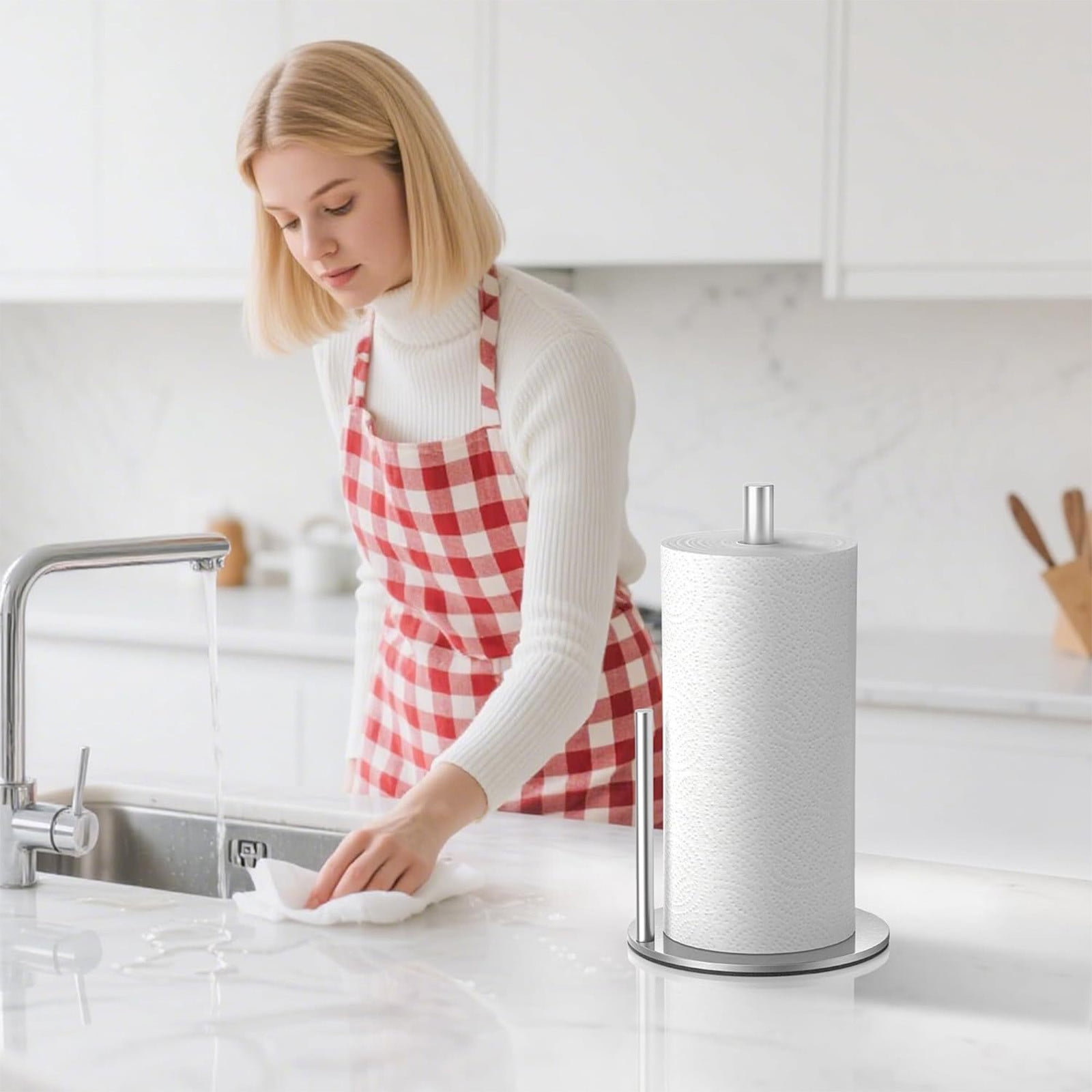 Kchsji Stainless Steel Paper Towel Holder - Countertop Freestanding ...