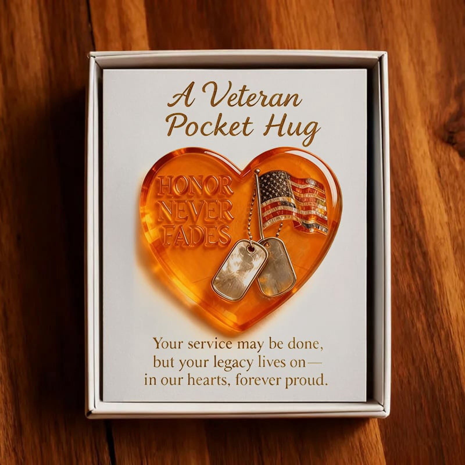 Kchsji Veterans Pocket Hug Keepsake, Resin Military-Themed Memorial ...