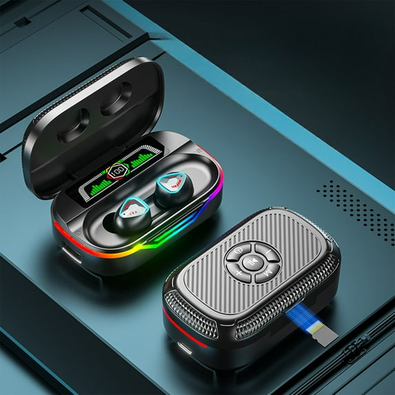 Kchsji Wireless Bluetooth Earphones with RGB Light Effect, 600mAh ...