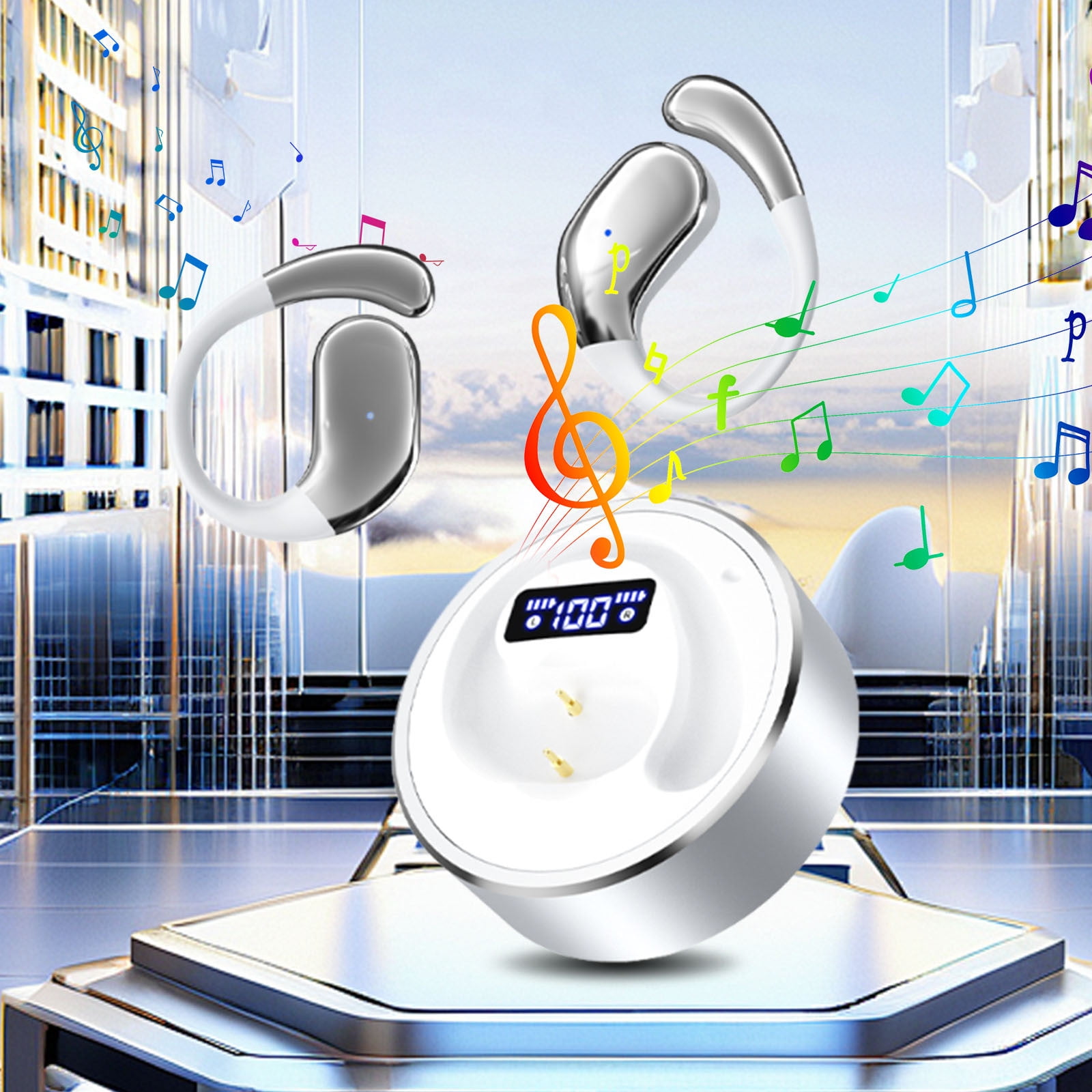 Kchsji Wireless OWS Open-Ear Bluetooth Headphones Pain-Free Secure Fit ...