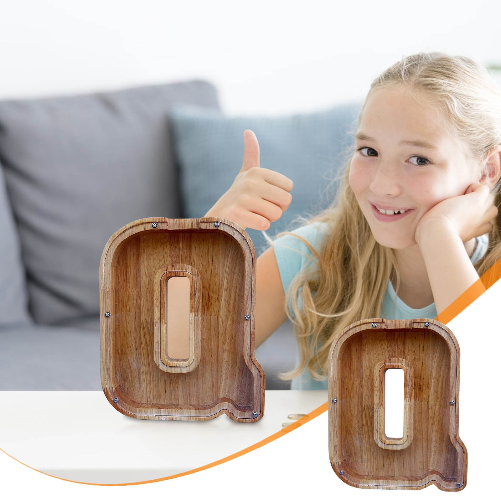Kchsji Wooden Transparent Money Box Savings Can for Home Office, Clear ...
