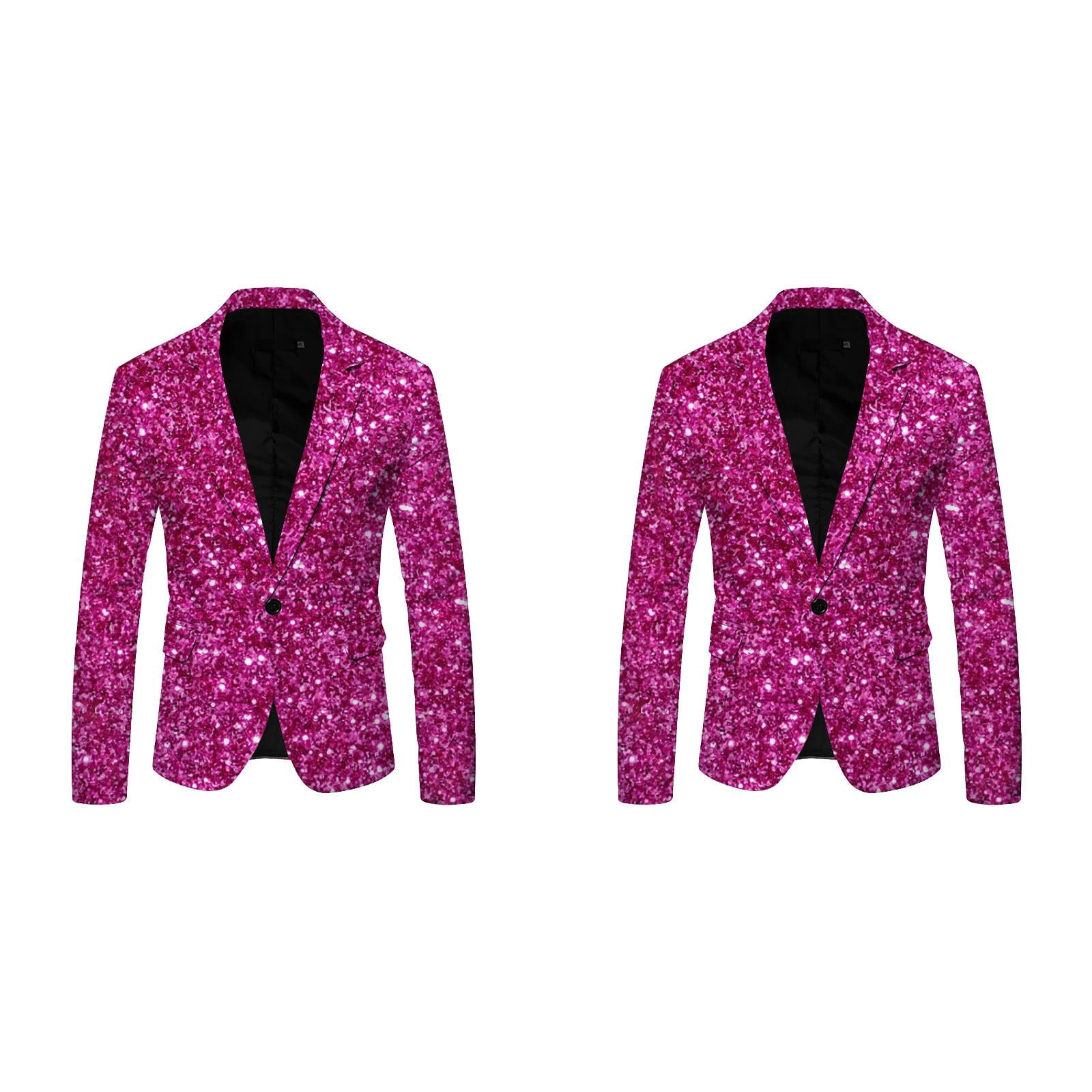 Kcodviy 2 Pcs Men's 3D Sequin Suit Men's 3 Cute Suits Printed Pocket ...