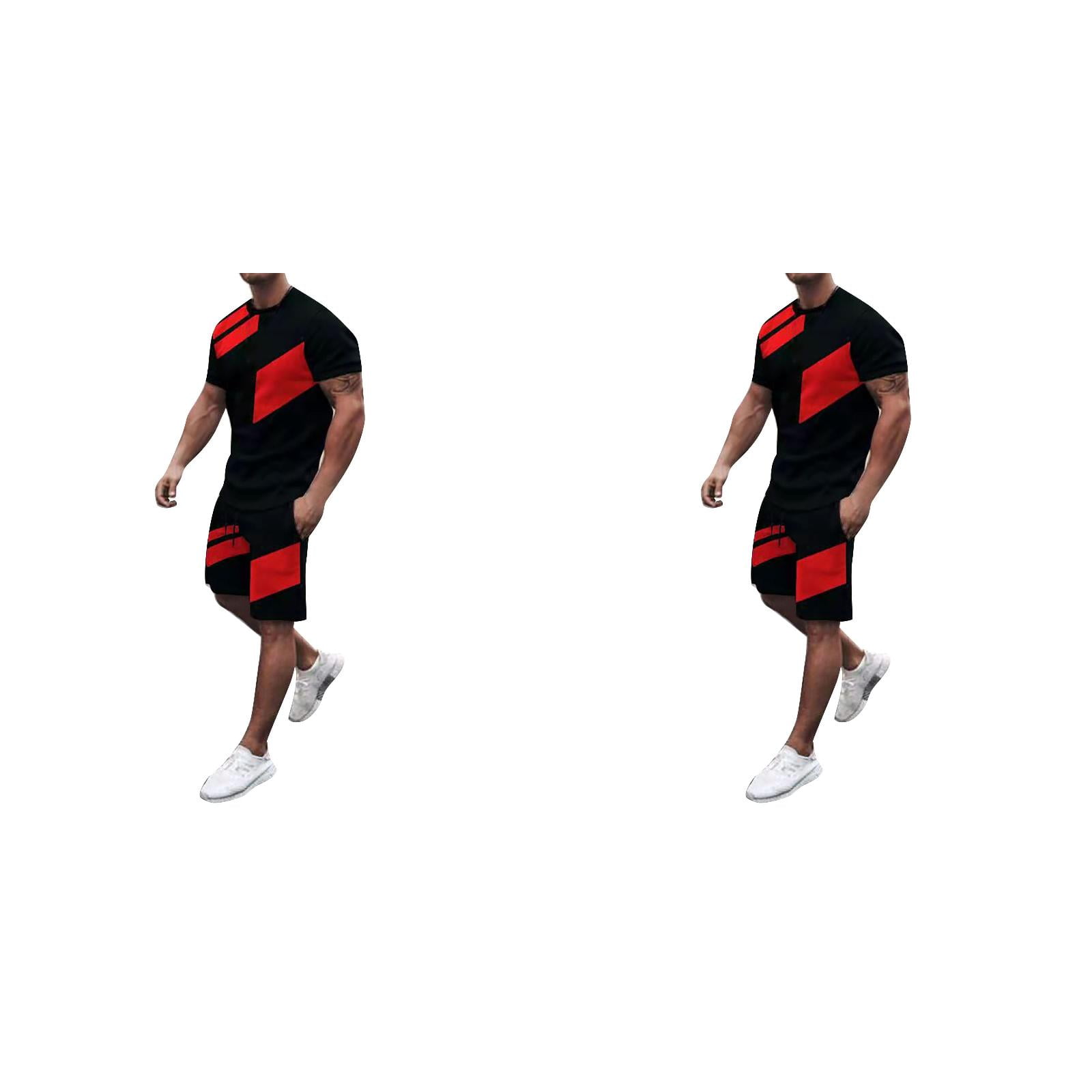 Kcodviy 2 Pcs Men's 3D Short Sleeve My Bling Tuxedo Suit Shorts Beach ...