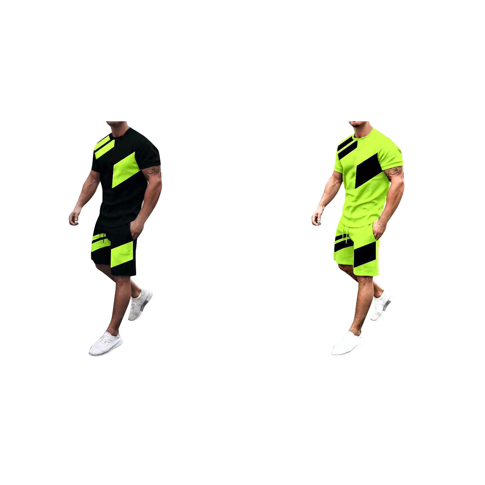 Kcodviy 2 Pcs Men's 3D Short Sleeve Tux Suit Shorts Beach Tropical ...