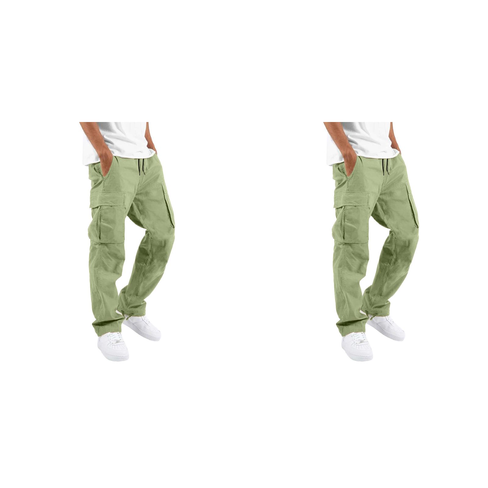 Kcodviy 2 Pcs Mens Casual Waist Color Cargo Pants for Men Baggy Sports ...