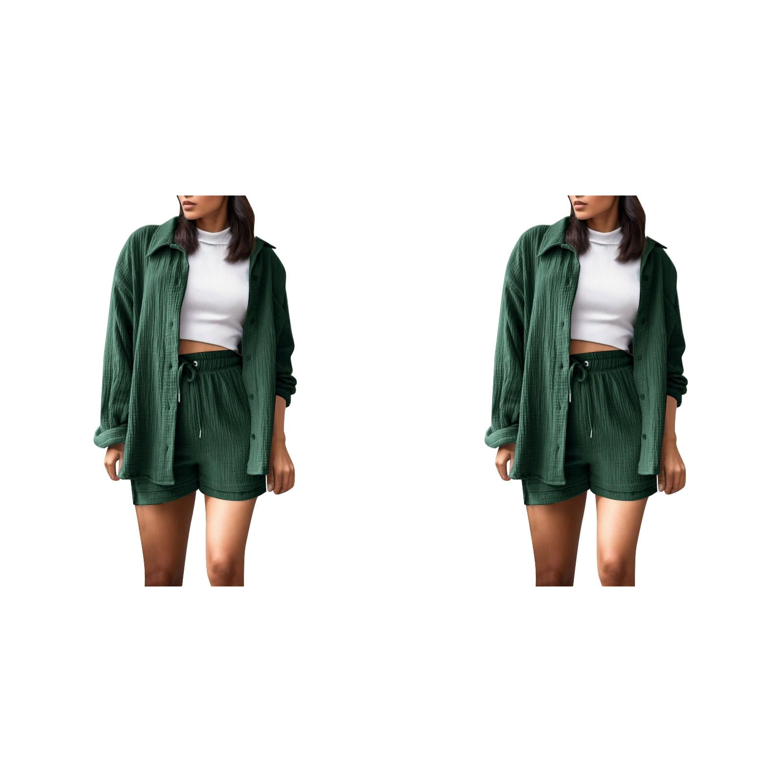 Kcodviy 2 Pcs Set Womens Shorts Womens Tech Suits Swimming Set Long ...