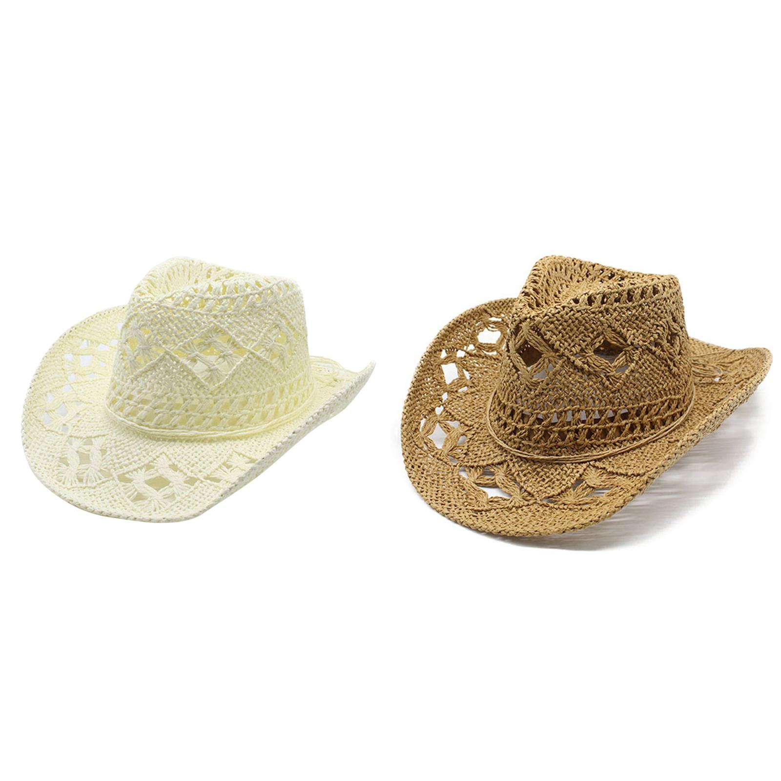 Kcodviy 2 Pcs Women Men Summer Western Hats for Cowboy Hat Shapeable ...