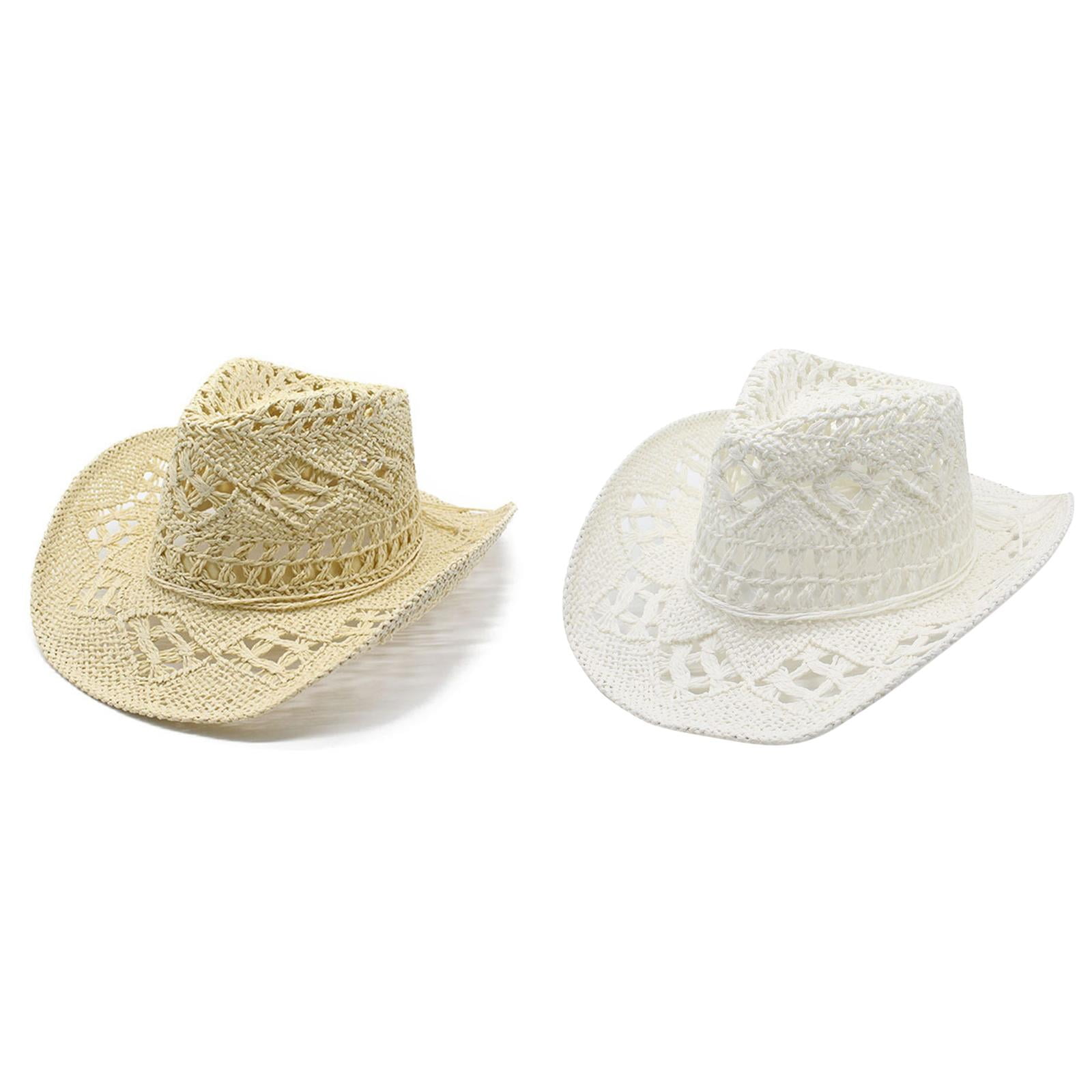 Kcodviy 2 Pcs Women Men Summer Western Hats for Men Size 8 Cowboy Hat ...