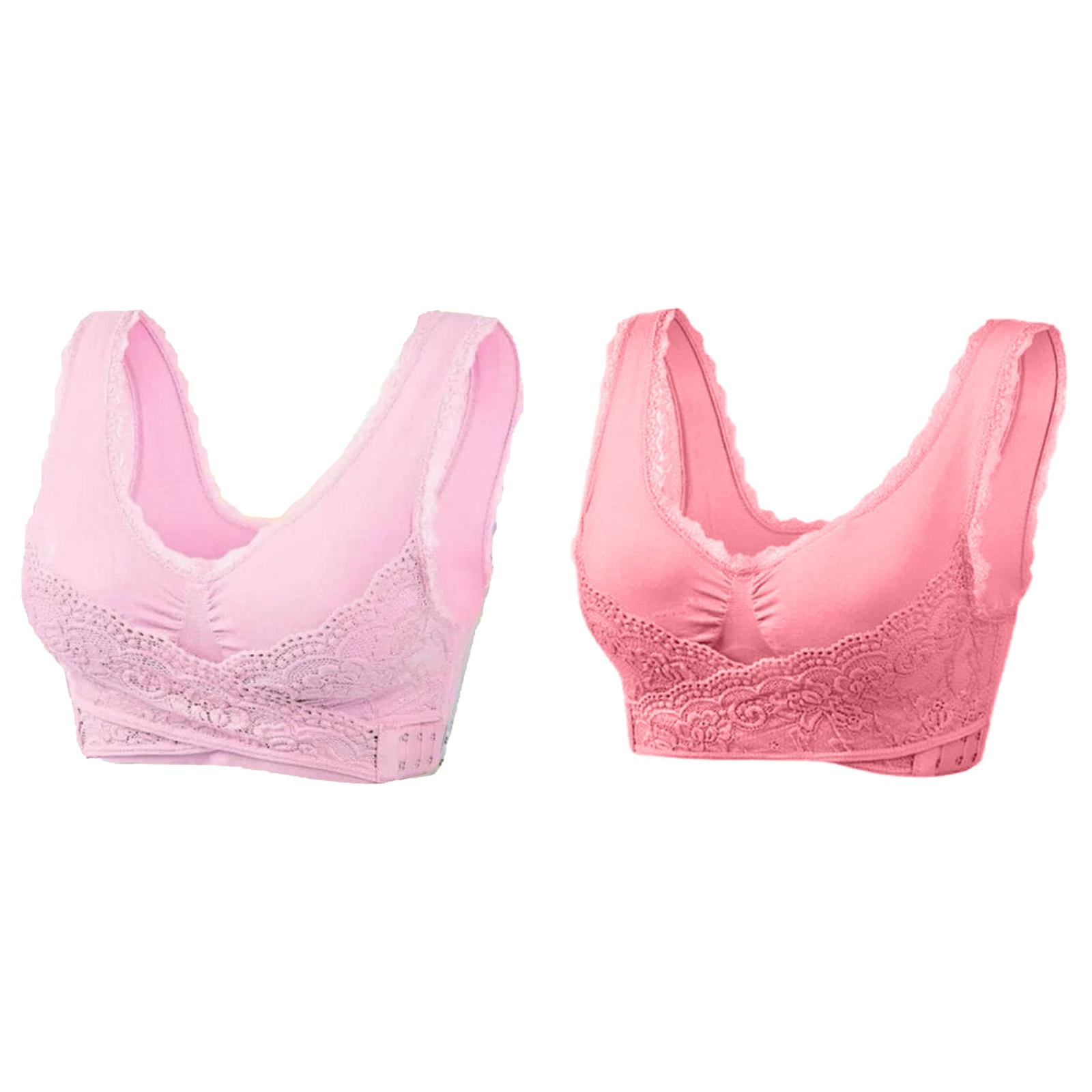 Kcodviy 2 Pcs Women's Front Side Buckle Women Bras Lace Edge without ...