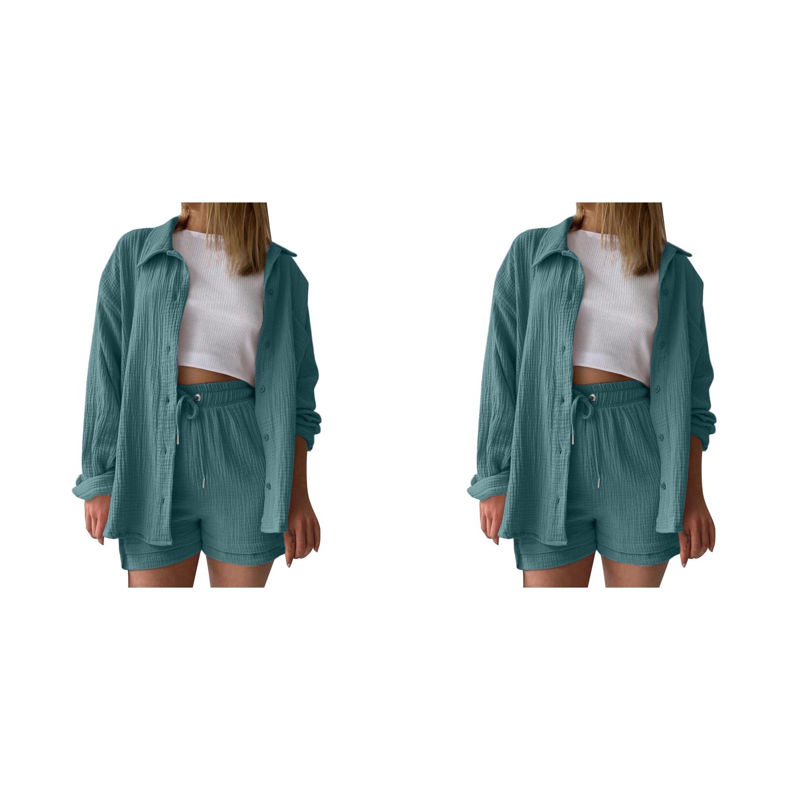 Kcodviy 2 Pcs Women's Solid Spring Basketball Shorts Suit Long Sleeve ...