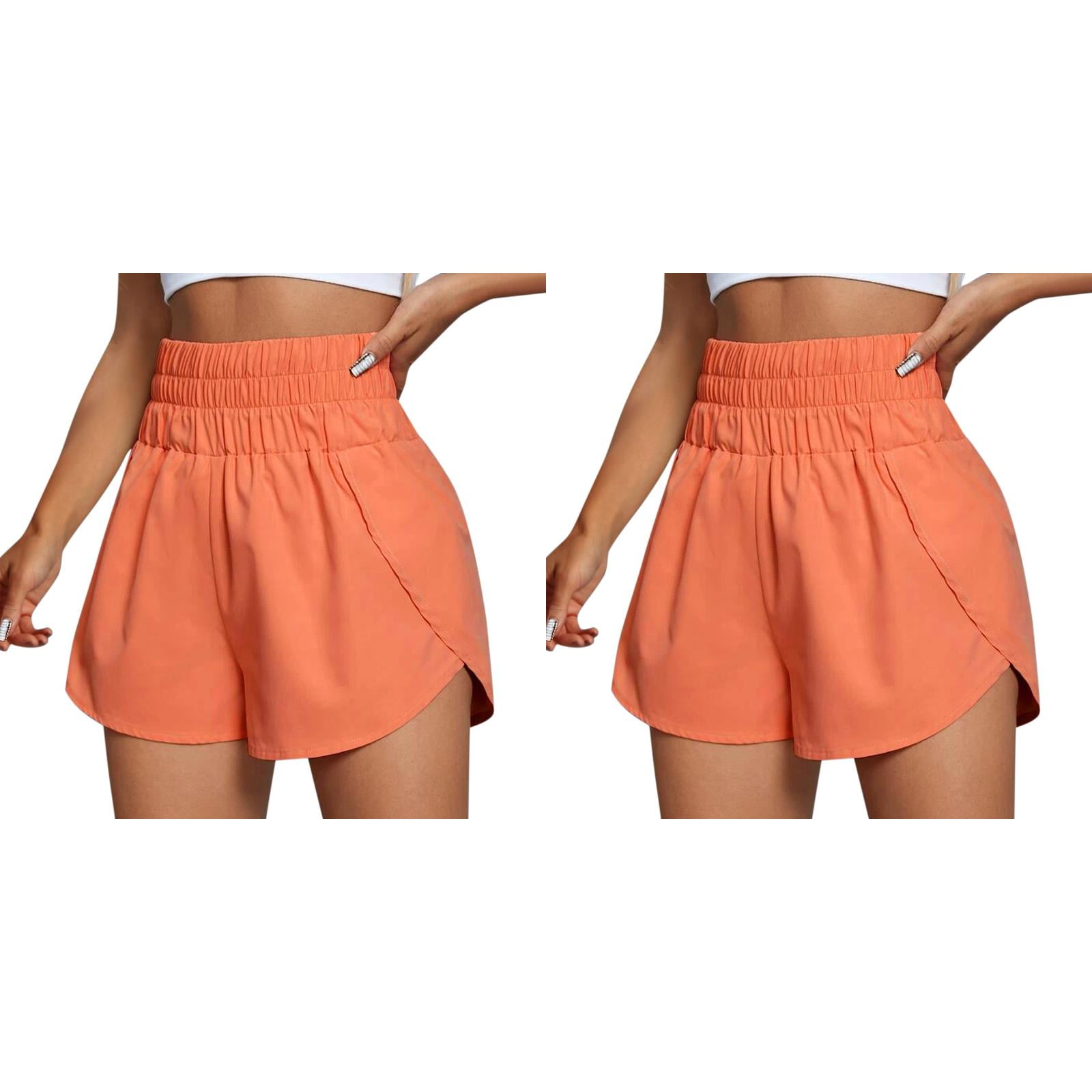 Kcodviy 2 Pcs Womens Running Shorts Workout Womens Bike Shorts Elastic ...