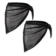 Tisoloow 2 Pieces Women Beach Sarongs Sheer Cover Ups Chiffon Bikini ...