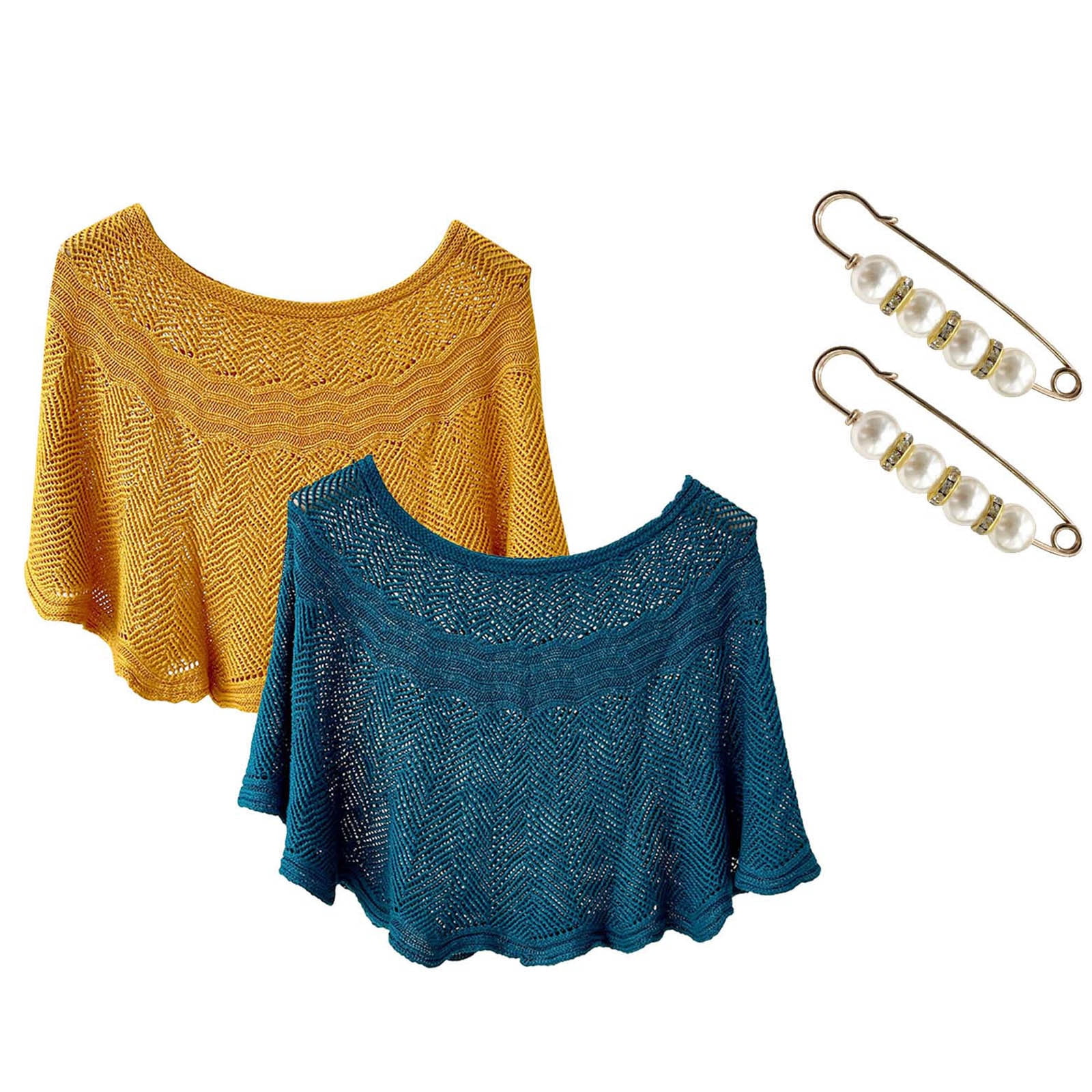 Kcodviy 2Pcs for Women Casual Shawls for Women Plus Size Open Knit Top ...