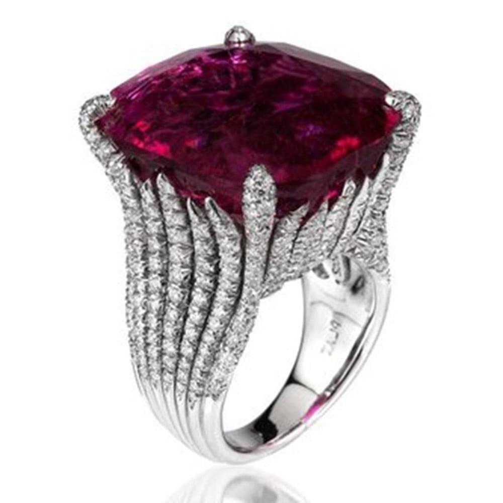 Kcodviy Dazzling Women Natural Ruby Diamond Engagement Antique Ring ...