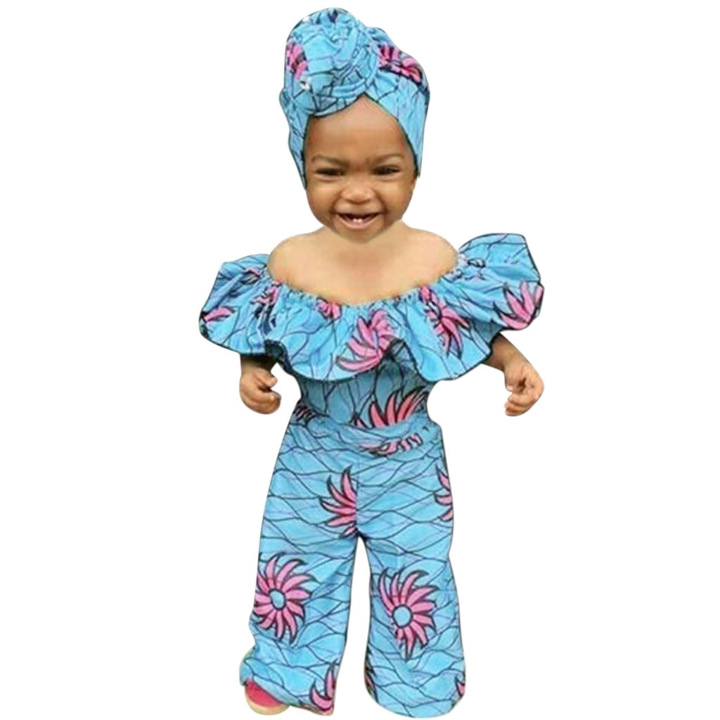 Kcodviy Baby Girls Off Shoulder Dashiki African Romper Jumpsuit ...