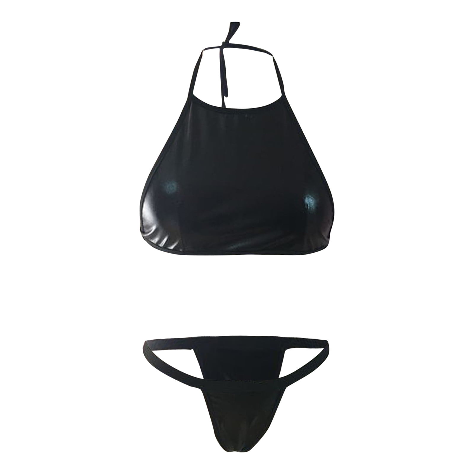 Kcodviy Lingerie For Women 2 Pc Leather Teddy Bodysuit Lingerie Cutout