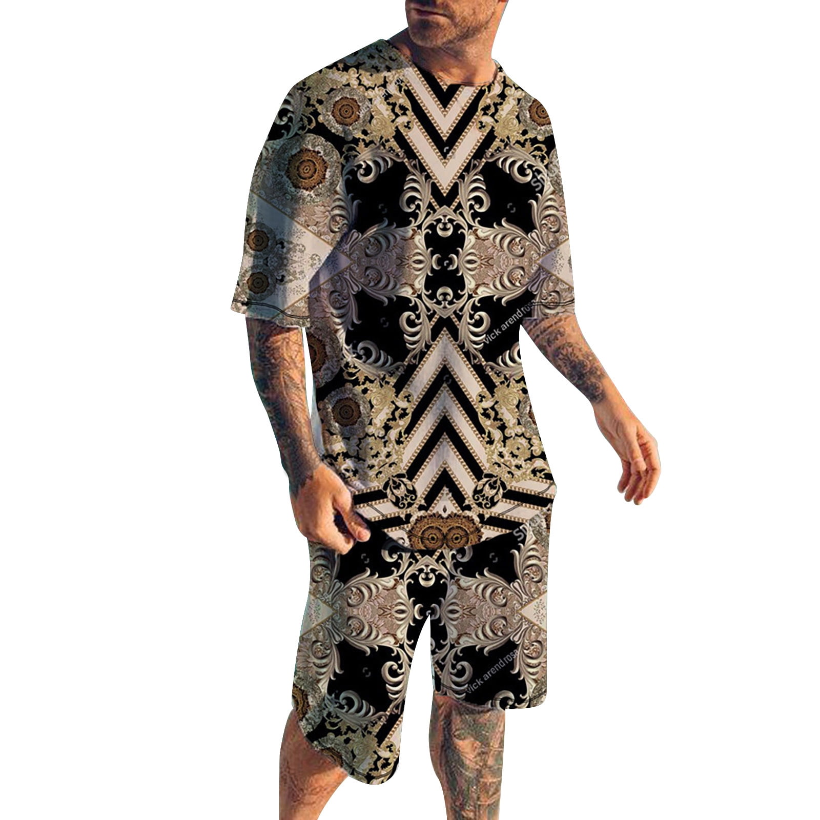 Kcodviy Men'S Quick Dry 3D Mens Roaring 2024Costume Short Sleeve Suit ...