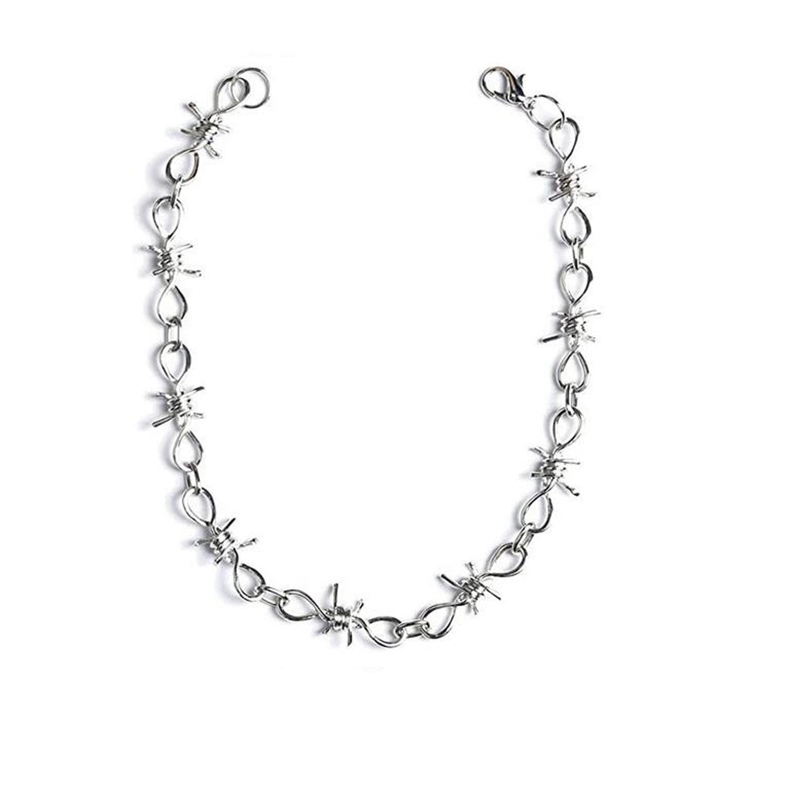 Kcodviy Punk Gothic Thorns Metal Barbed Wire Necklace Men's And Women's ...