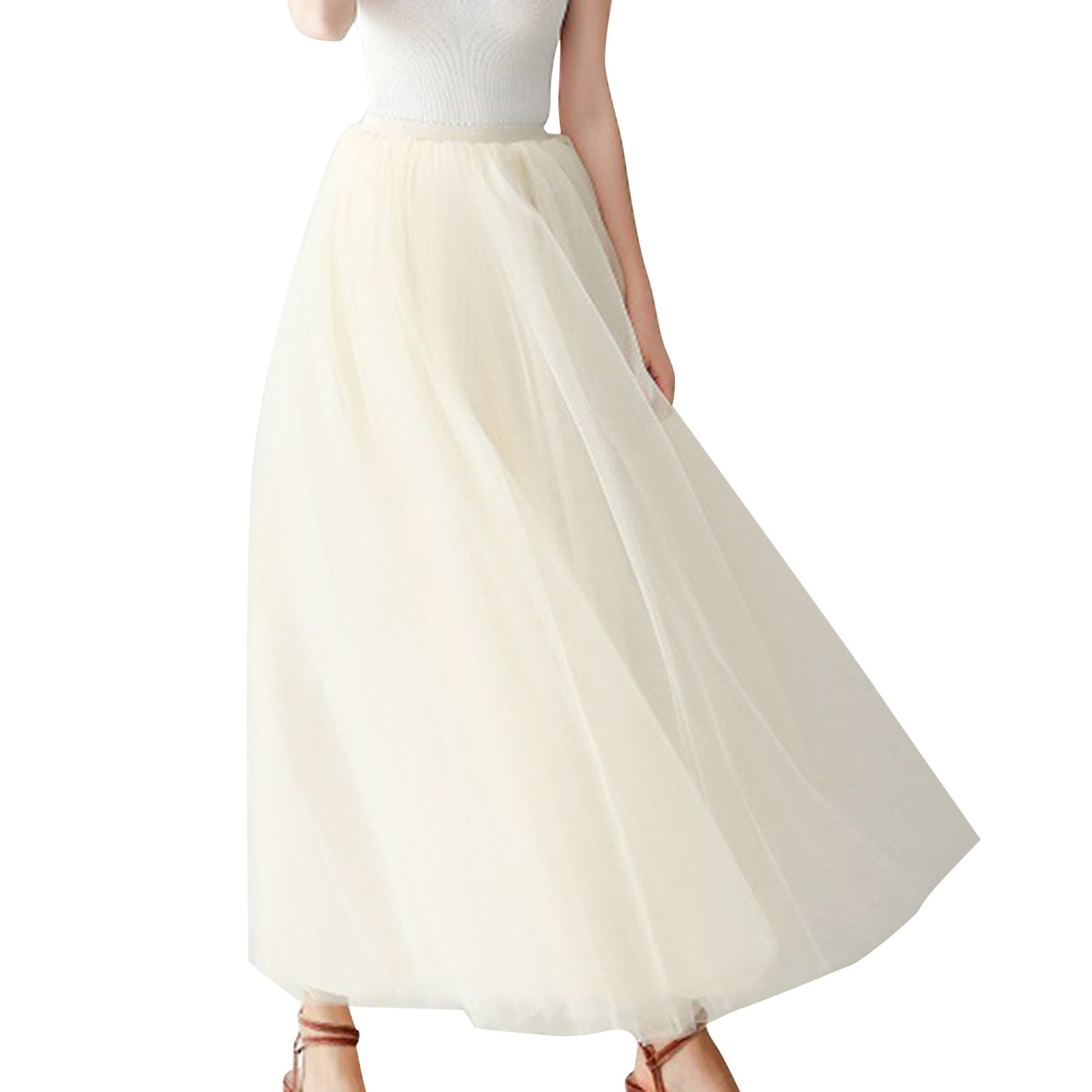 Kcodviy Solid Color Satin Pleated Skirt Plus Size Versatile Skirt Split Thigh Skirt Dance Skirts
