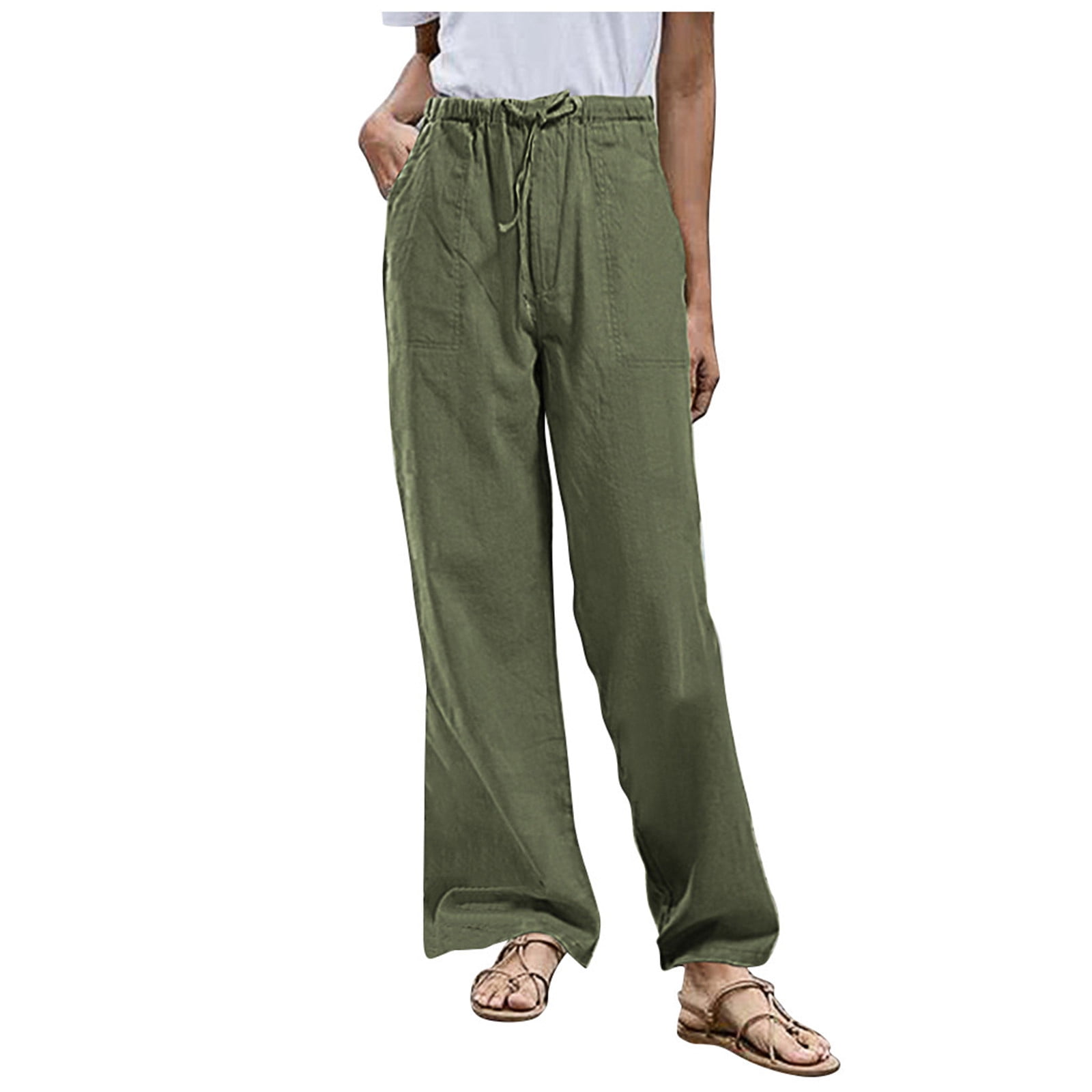 Kcodviy Women High Waist Printing Easy Trousers Long Pants Boho Beach
