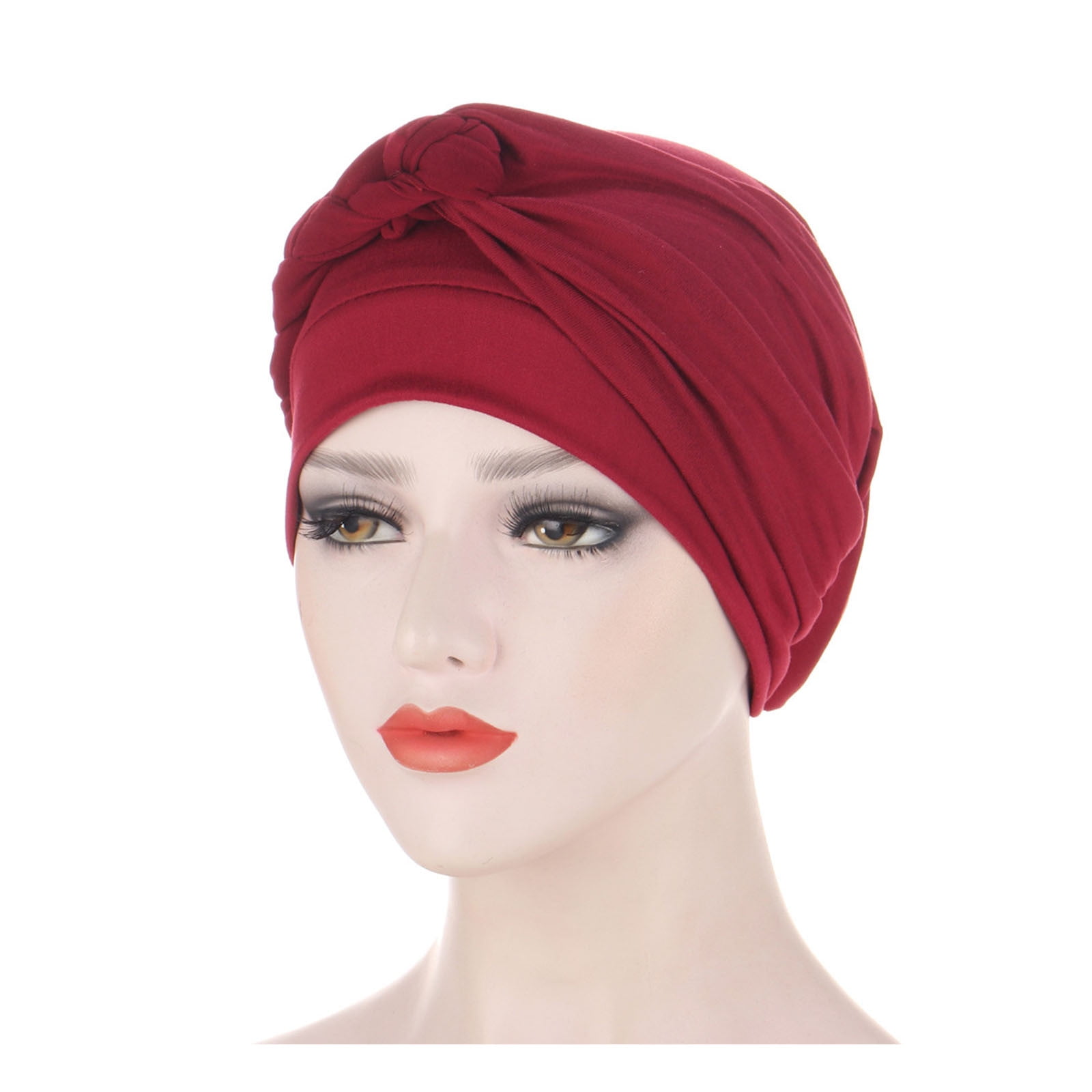 Kcodviy Women India Beading Stretch Turban Hat Cotton Hair Tail Head ...