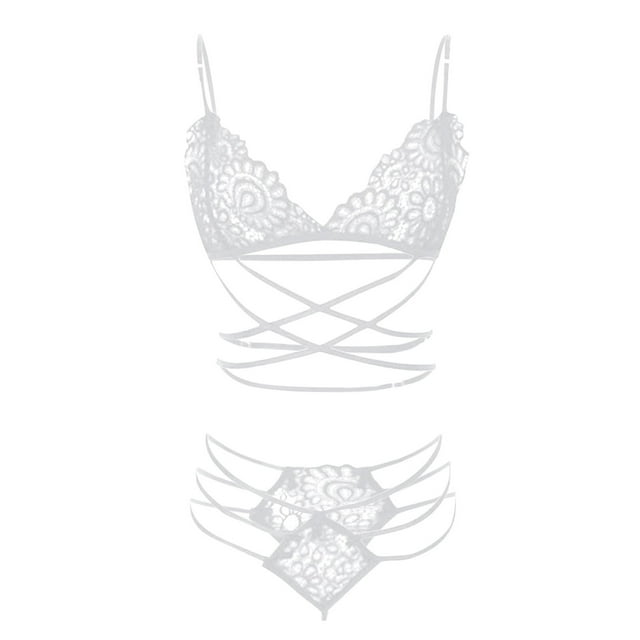 Kcodviy Women Lingerie Corset Lace Bandage Push Up Top Bra And Pants Underwear Set Valentines