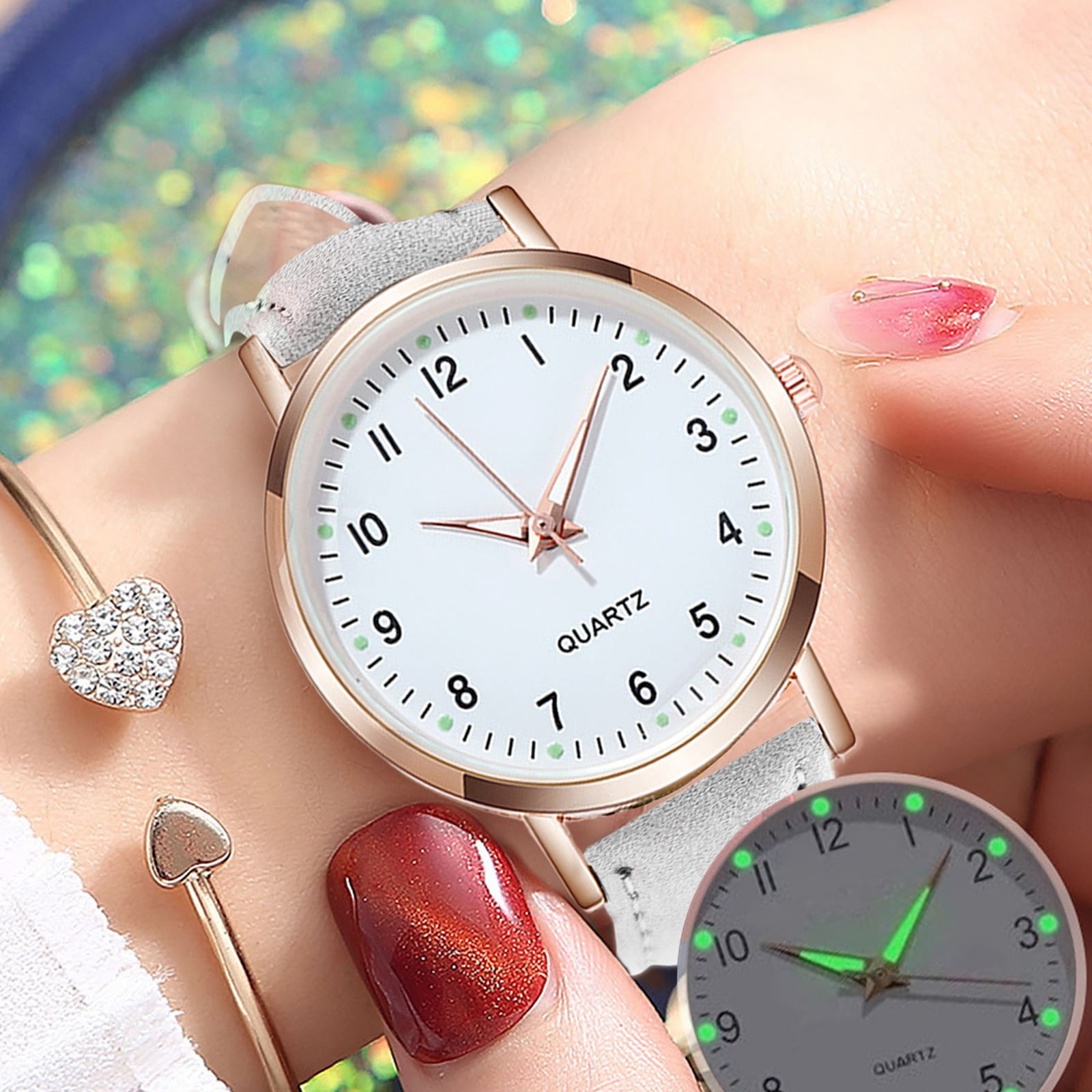 Kcodviy Women Luminous Watch Belt Watches For Women Leather Band Scale ...
