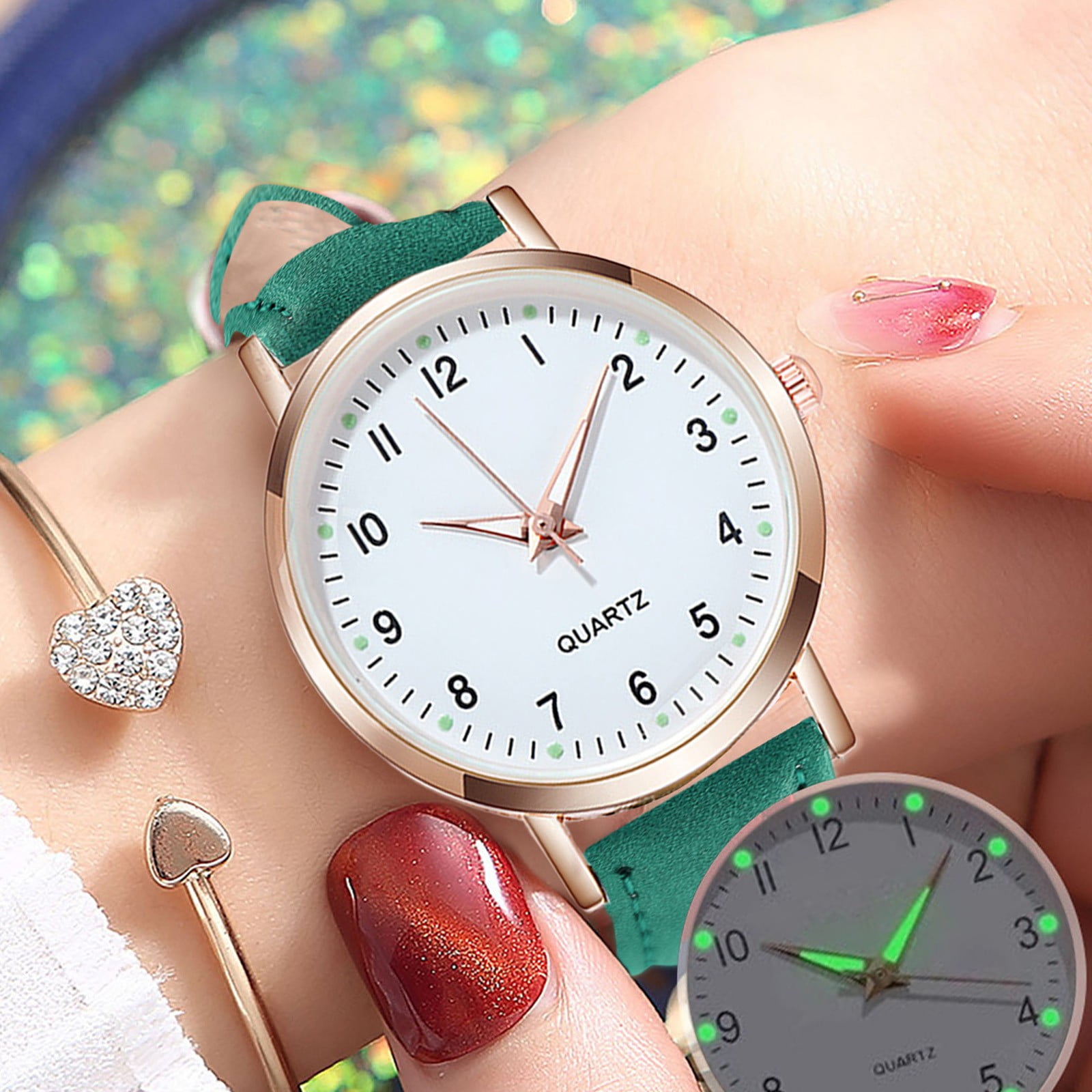 Kcodviy Women Luminous Watch Belt Wrist Watch For Women Scale Dotted ...