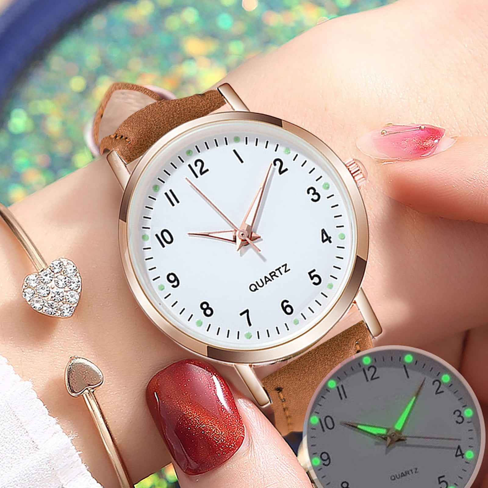Kcodviy Women Luminous Watch Belt Wristwatch With Secondhand For Nurses ...